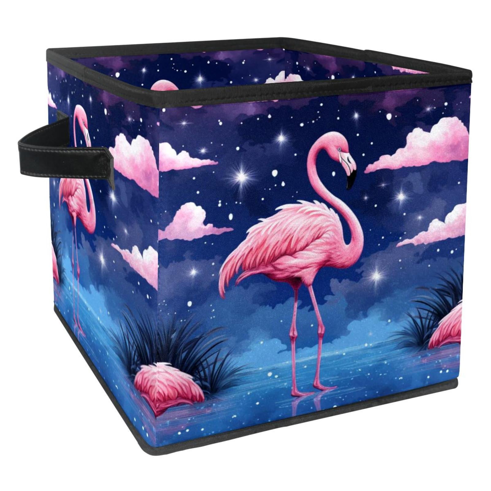 Flamingo Foldable Storage Basket with Handle, 10.8"x10.5"x10.6", Large ...