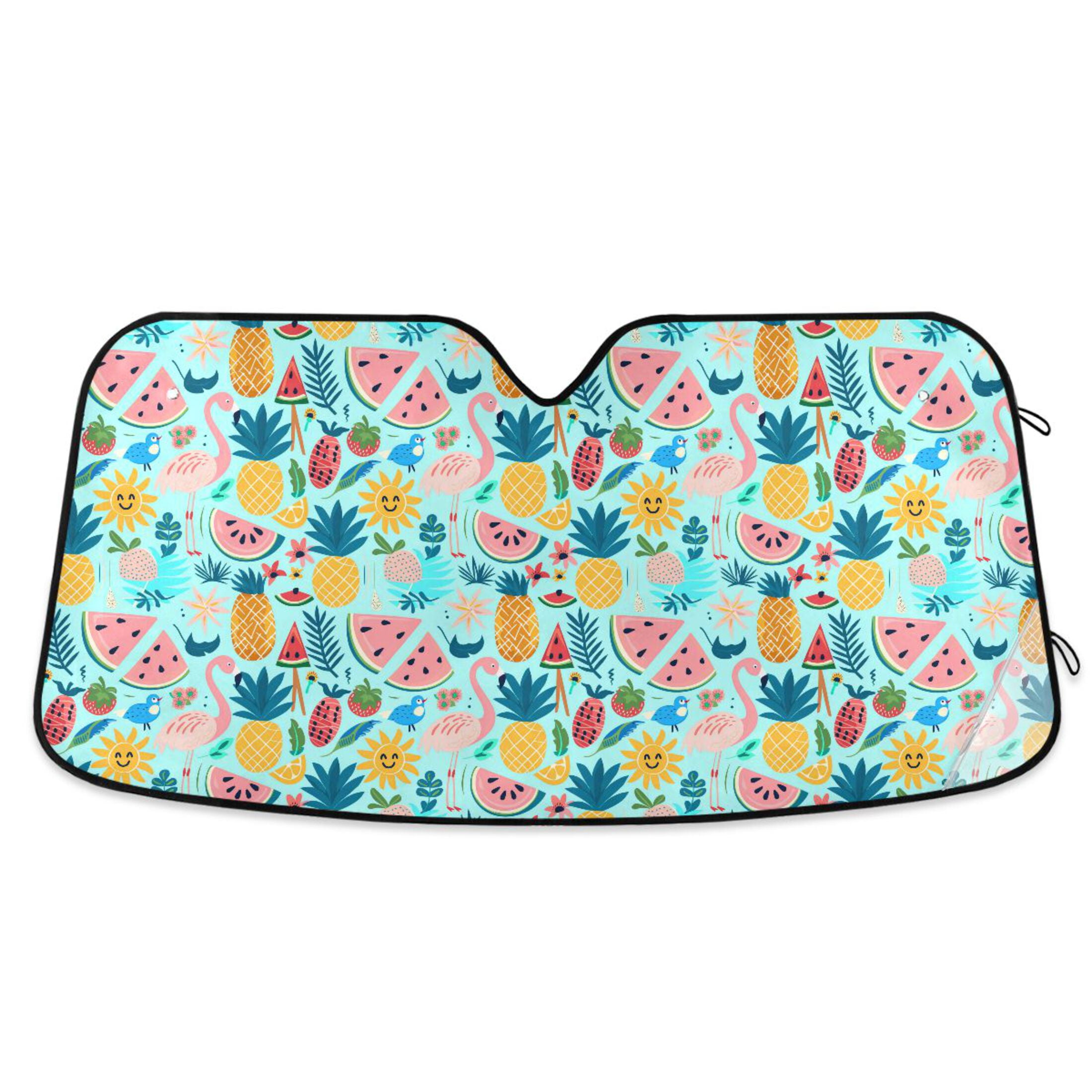 Flamingo Fruits Sun Bird Car Windshield Sun Shade Foldable Car Front ...