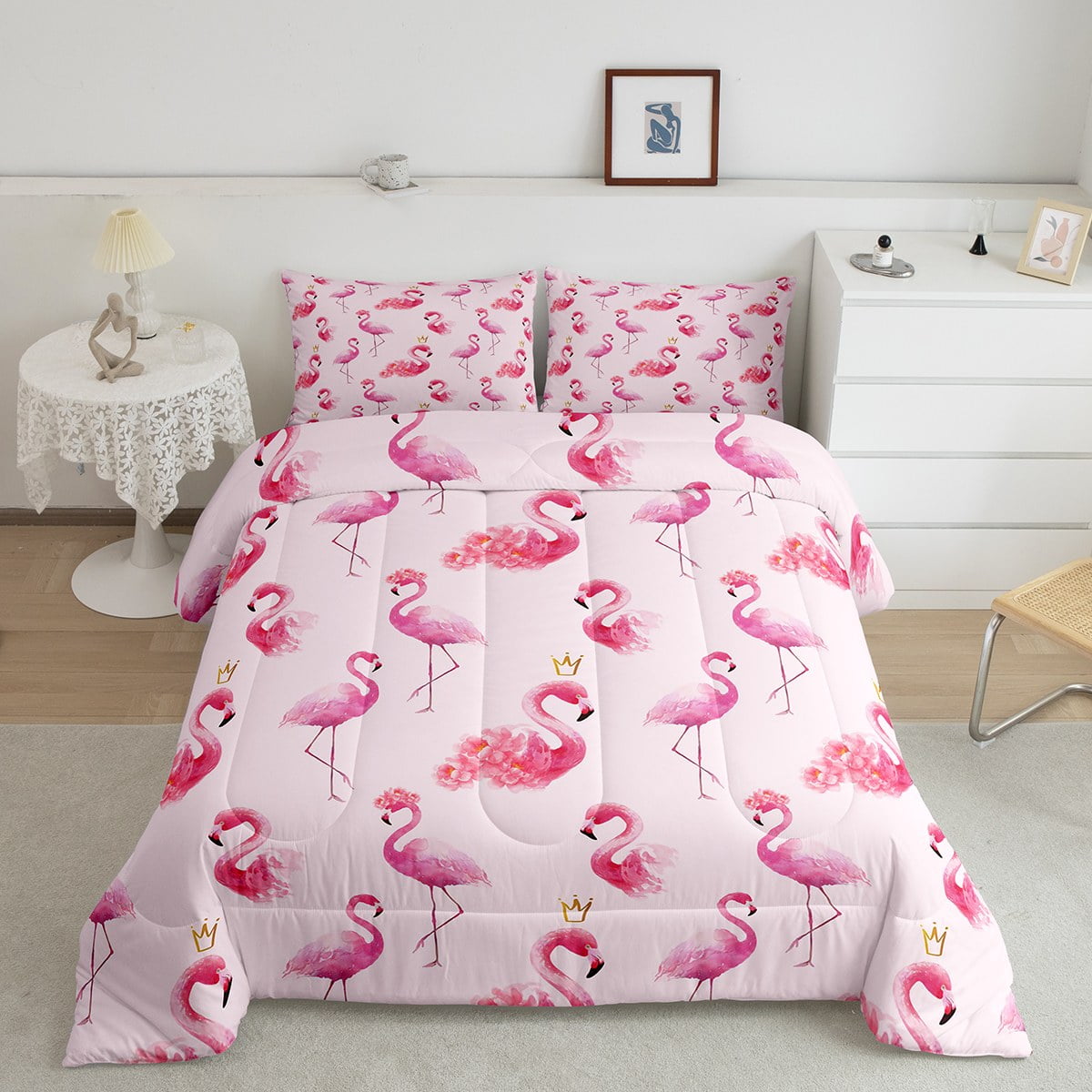 Flamingo Full Bedding Women Pink Flamingo Comforter Set Rustic Cherry ...