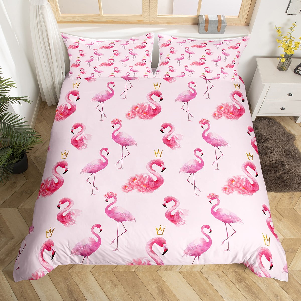 Flamingo Full Duvet Cover Women Pink Flamingo Bedding Set Rustic Cherry ...