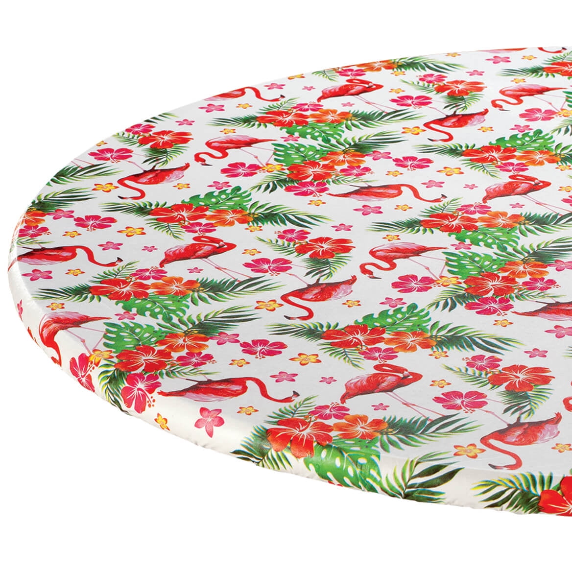 Flamingo Fun Elasticized Table Cover, 40" - 44" dia. Round - Walmart.com
