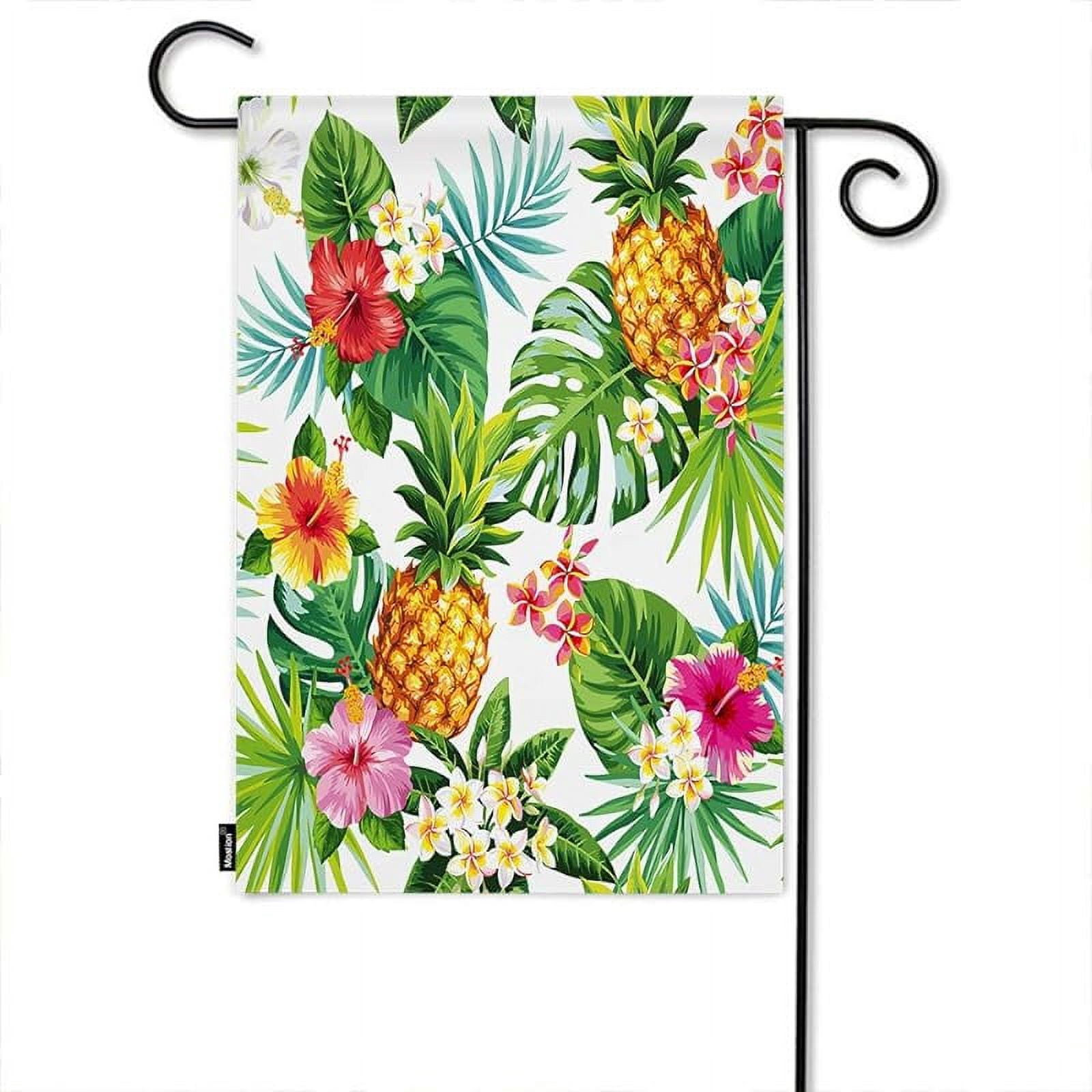 Flamingo Garden Flag Cute Bird With Sunglasses Flower Wreath Stars Bike ...