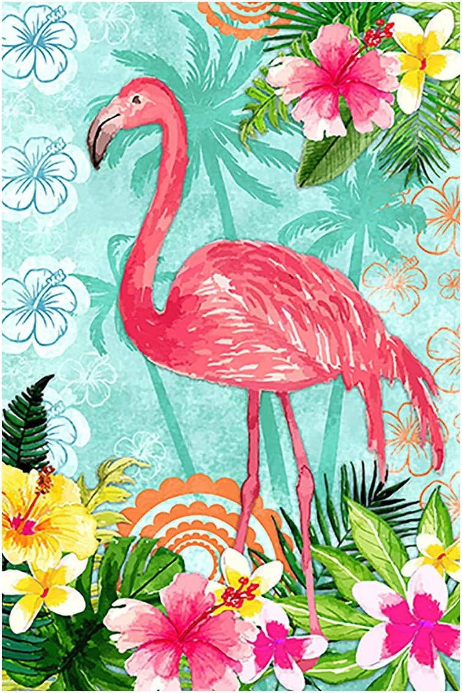 Flamingo Garden Flag Double Sided Welcome Tropical Flower Floral ...