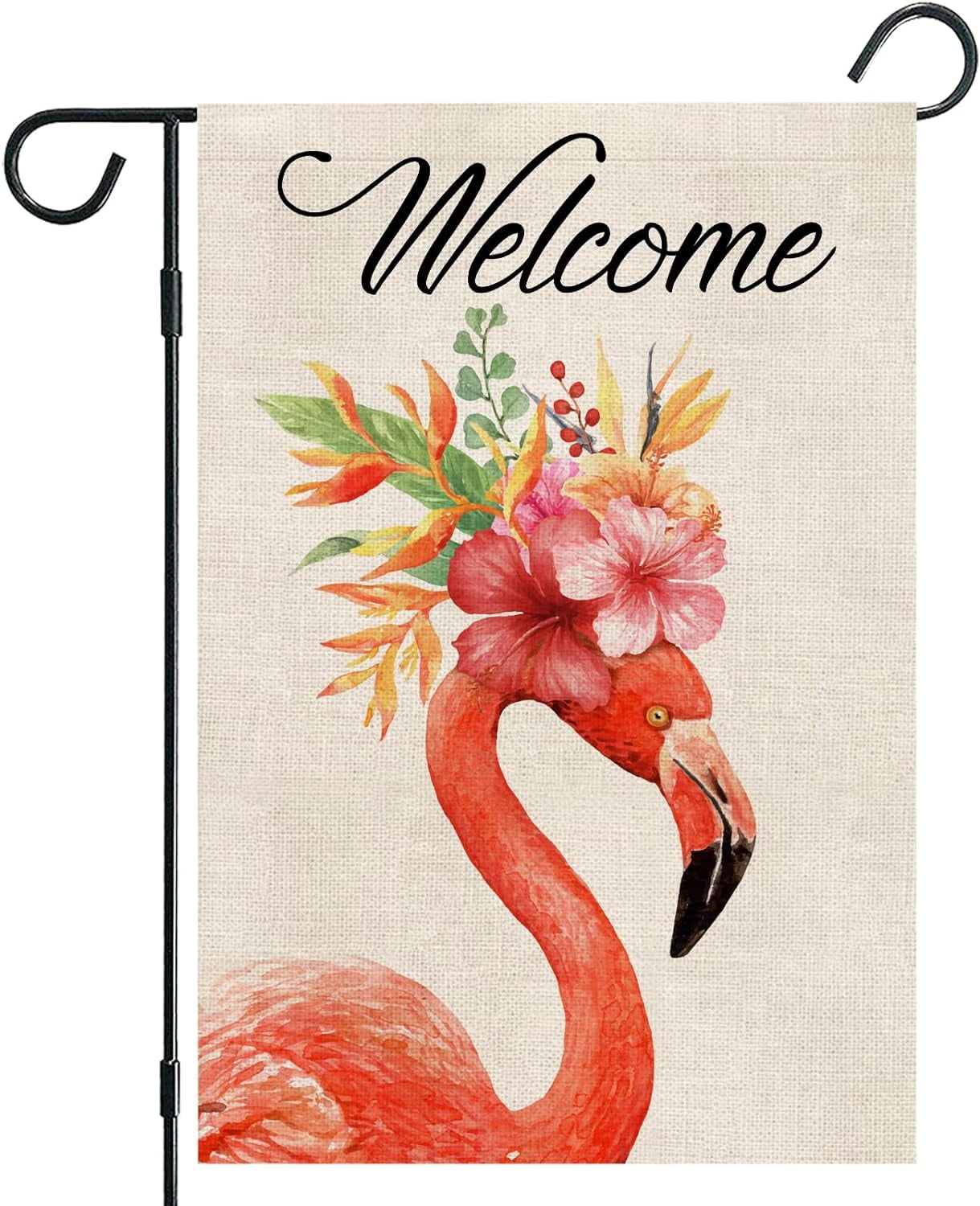 Flamingo Garden Flag Spring Flowers Plants Small Double Sided Readable ...
