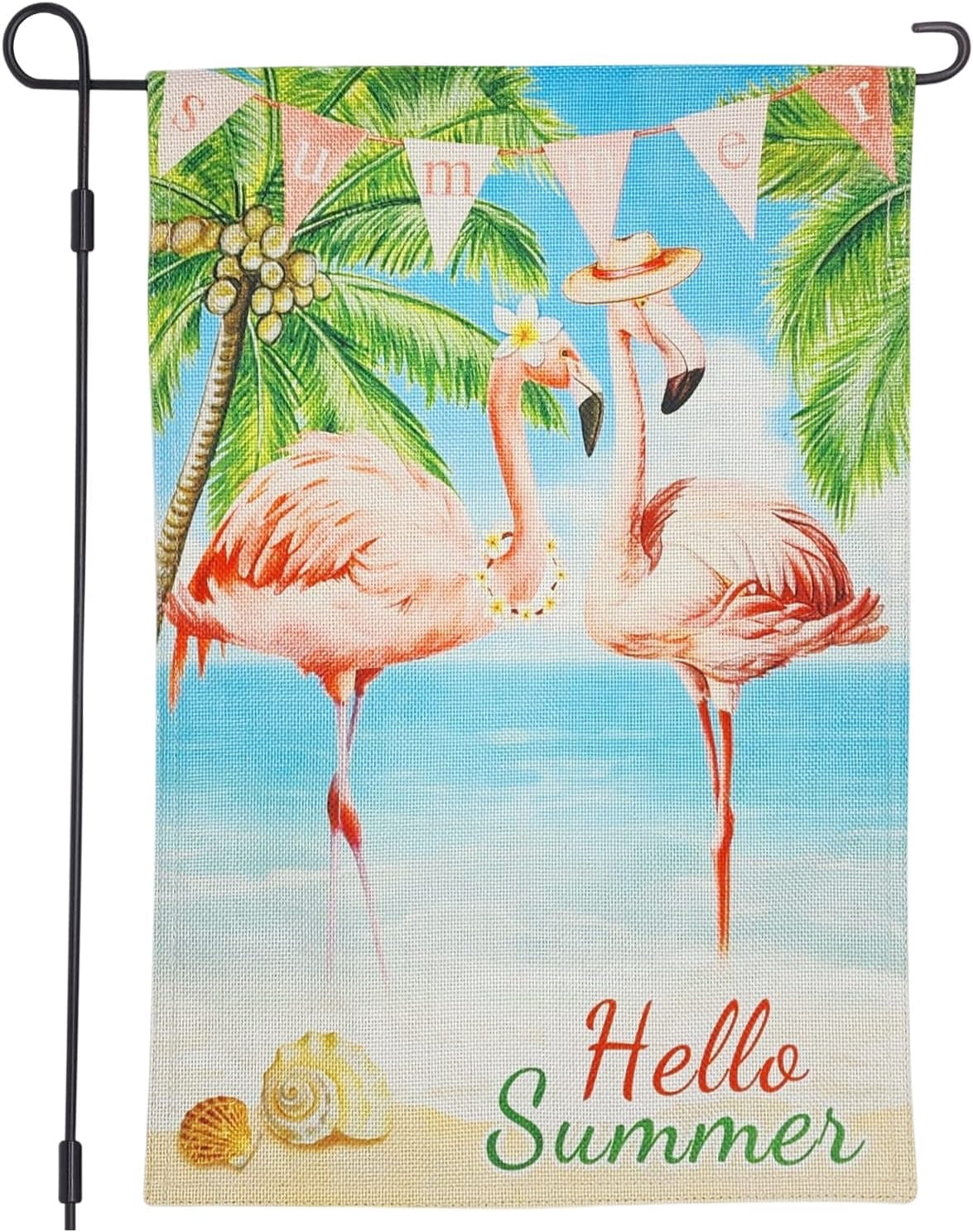 Flamingo Garden Flag Tropical Palm Trees Summer Garden Flags Double ...
