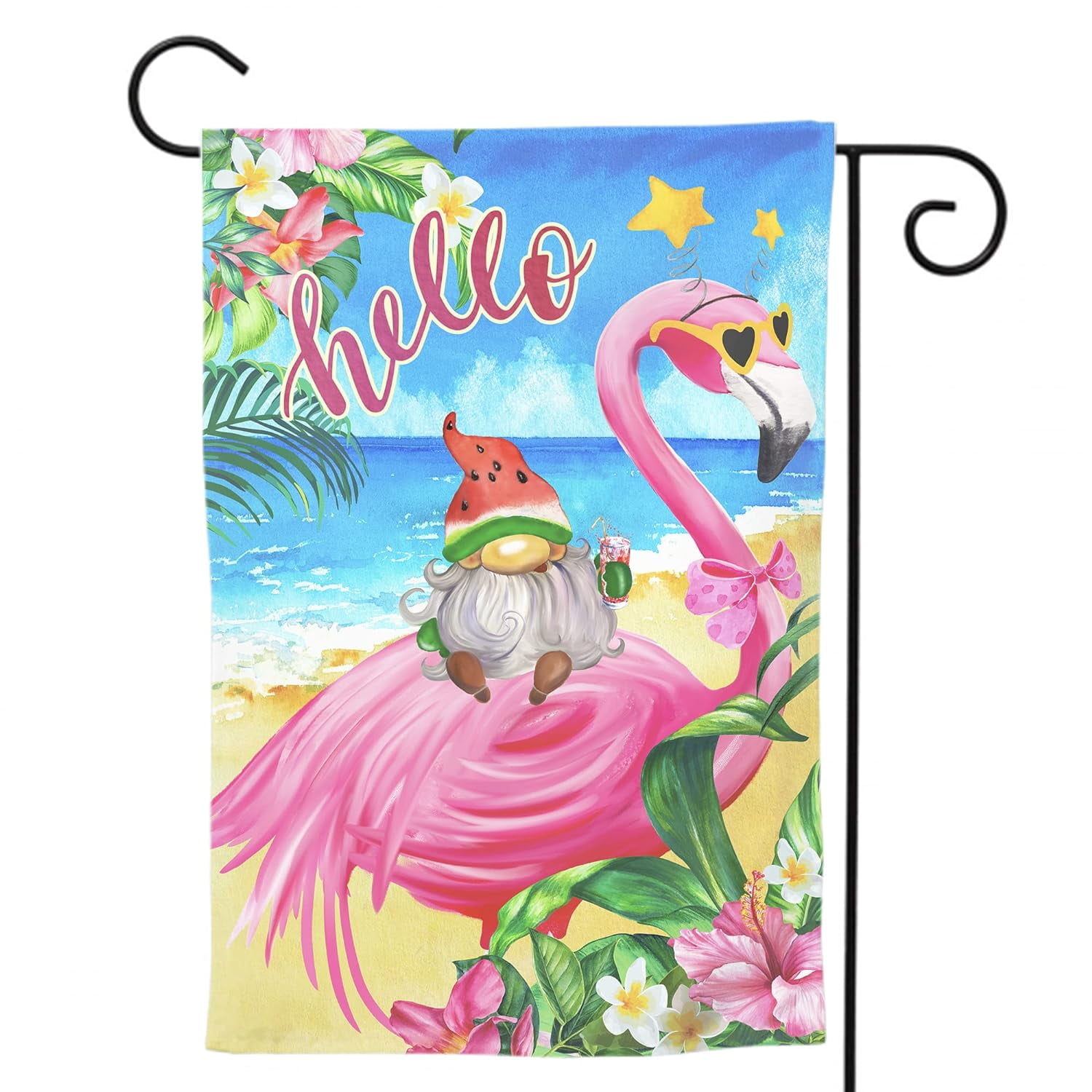 Flamingo Garden Flagsin Double Sided Spring Summer Gnome Vertical Yard ...