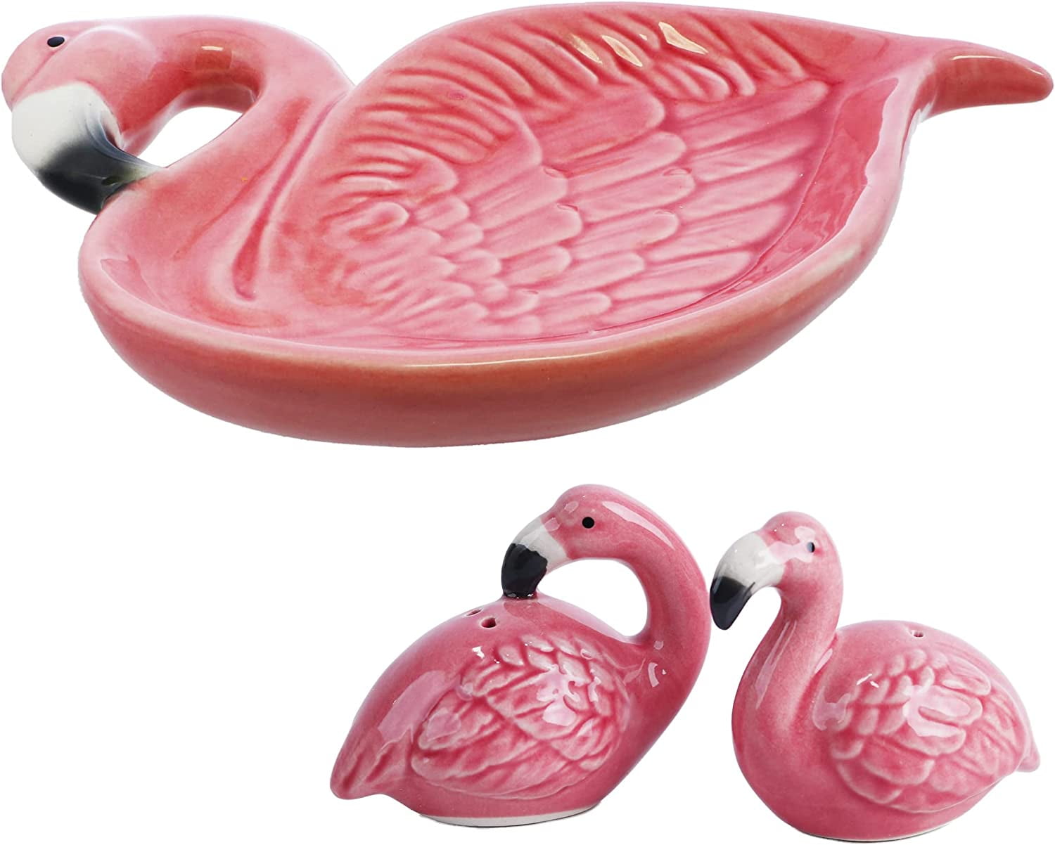 Flamingo Gift Set Salt & Pepper Shakers and Ceramic Flamingo Dish - Walmart.com