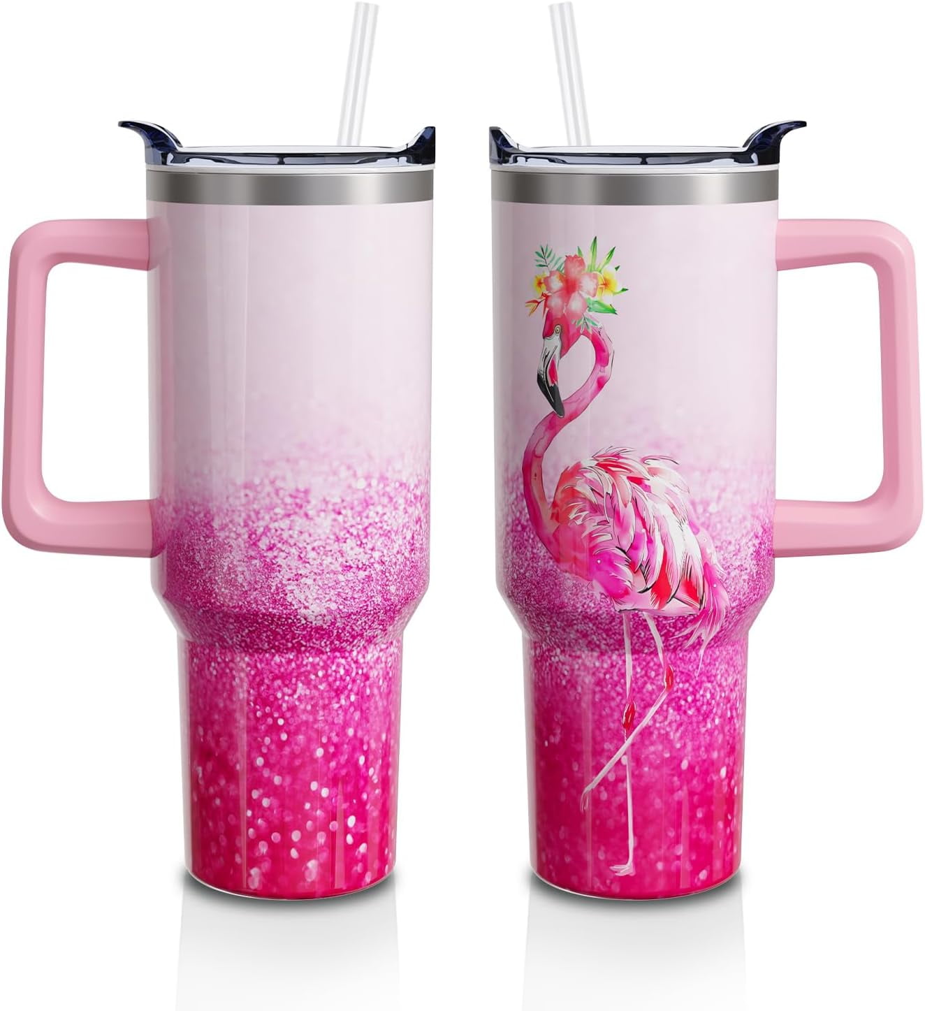 Flamingo Gifts 40 Oz Tumbler with Handle and Lid Straw, Pastel ...