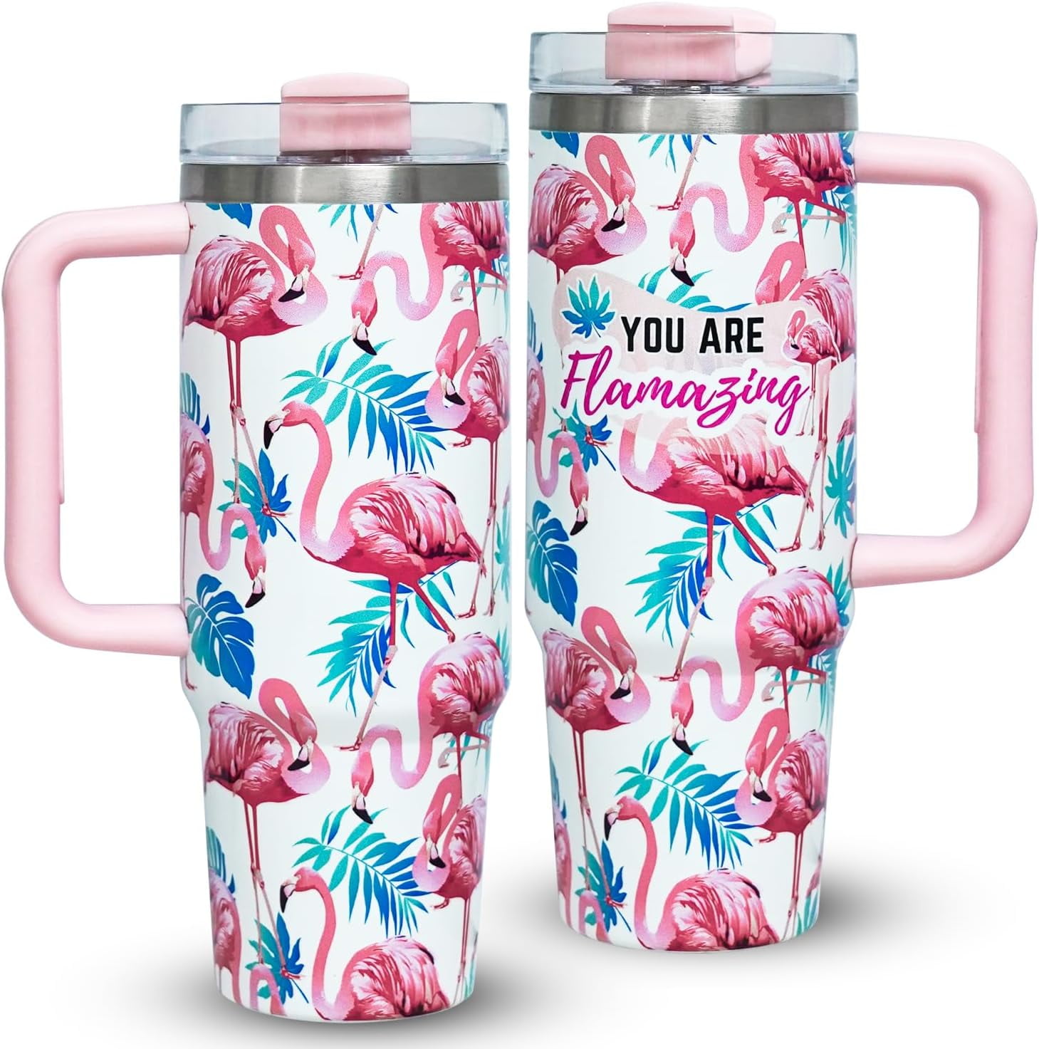 Flamingo Gifts For Women-30oz Flamingo Tumbler With Handle Lid and ...