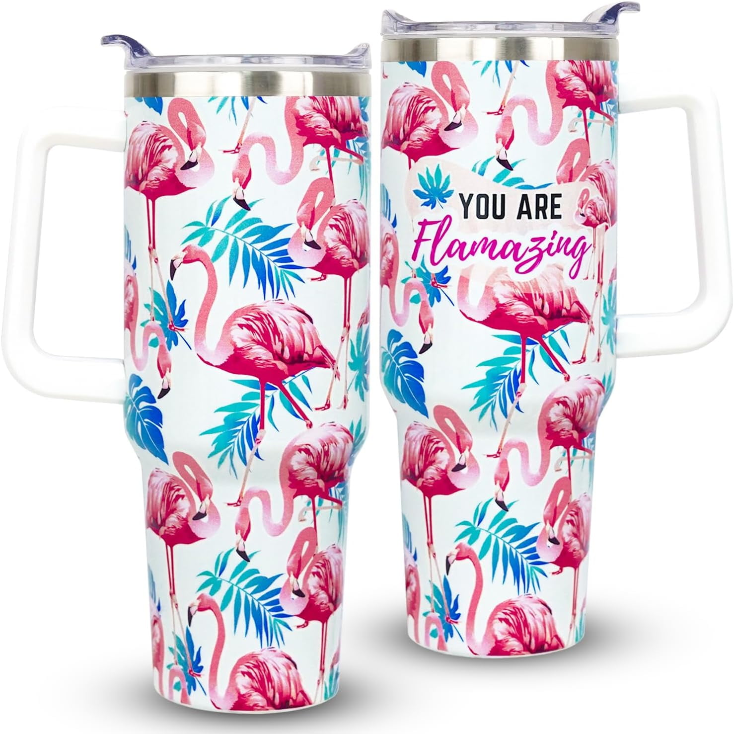 Flamingo Gifts For Women-40oz Flamingo Tumbler With Handle Lid and ...