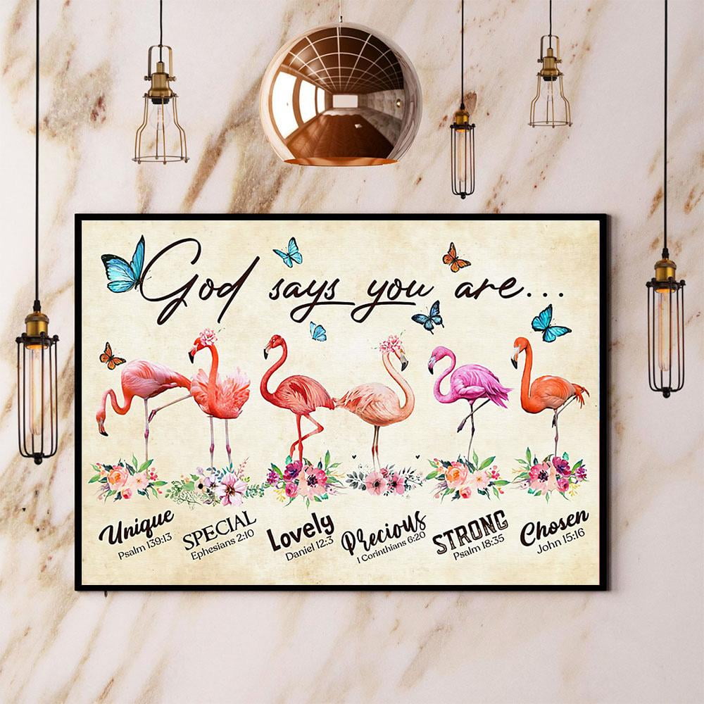 Flamingo God Says You Are Unique Special Lovely Paper Poster No Frame ...