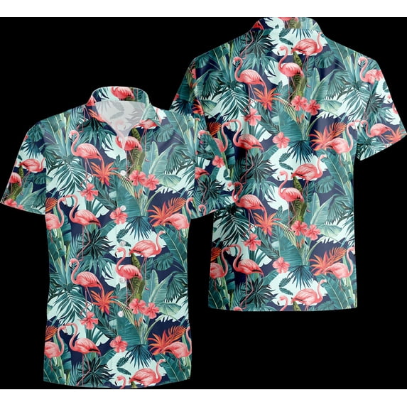Flamingo Hawaii Beach Shirt, Flamingo Button Up Shirt Holiday, Flamingo ...