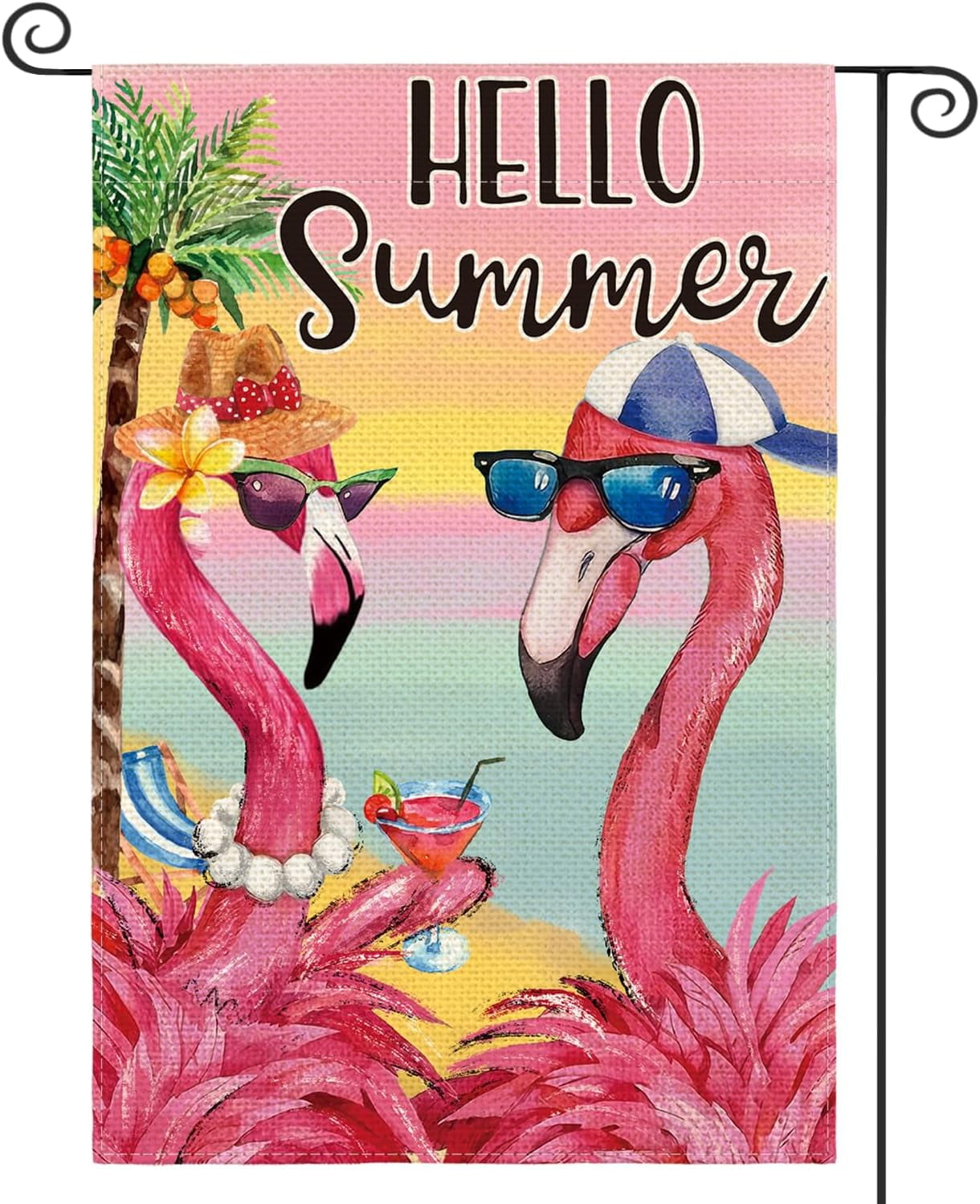 Flamingo Hello Summer Garden Flag 12x18 Inch Double Sided, Welcome ...