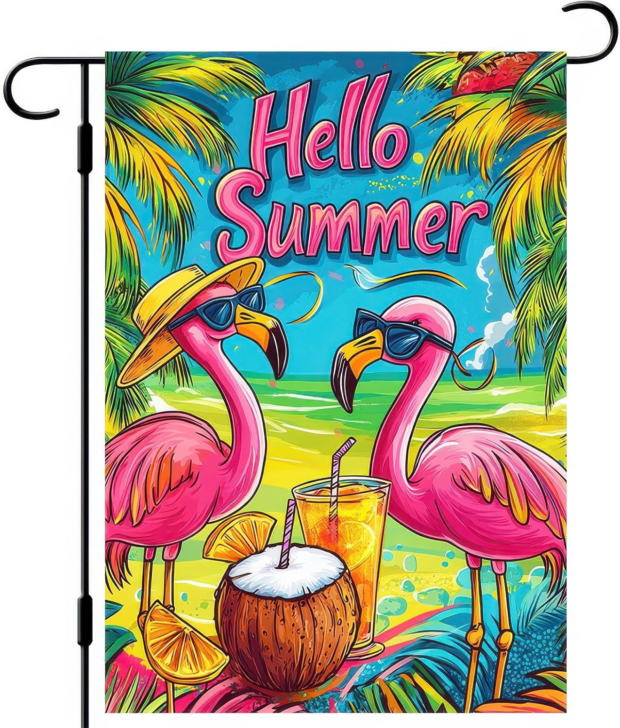 Flamingo Hello Summer Garden Flag 28x40" Inch Double Sided Welcome ...