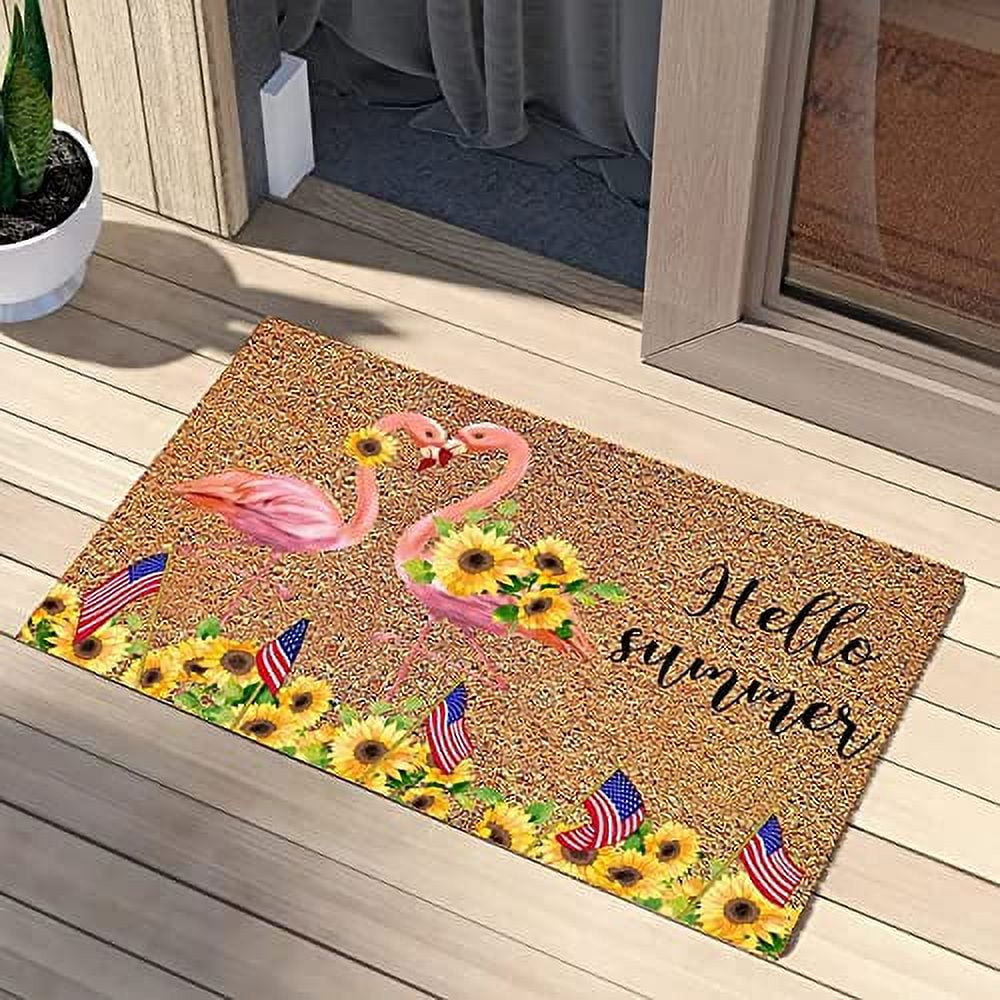 Flamingo Hello Summer Sunflower Doormat American Independence Day 4th ...