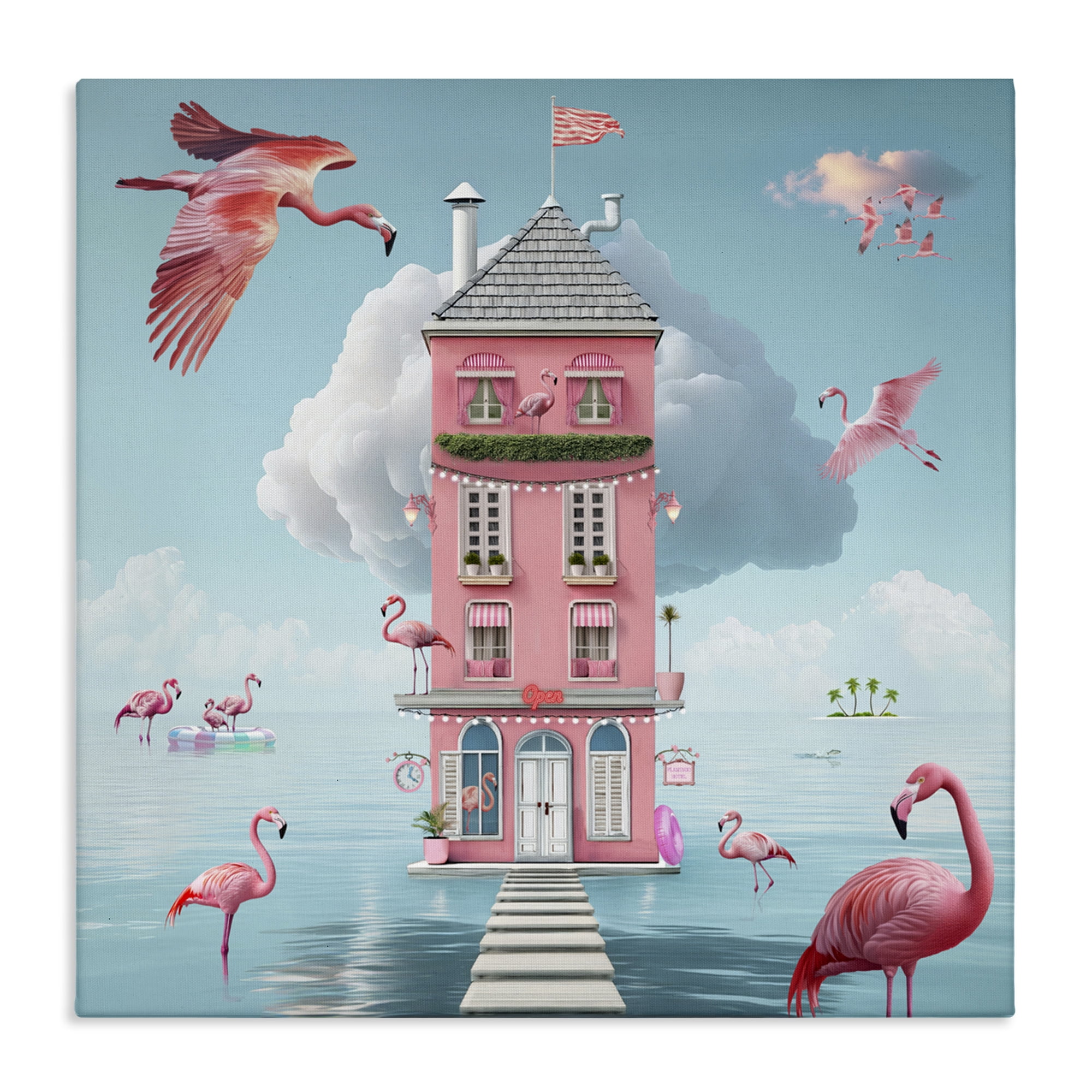 Flamingo Hotel on Water Canvas Wall Art, design by Lori Lea Studios ...