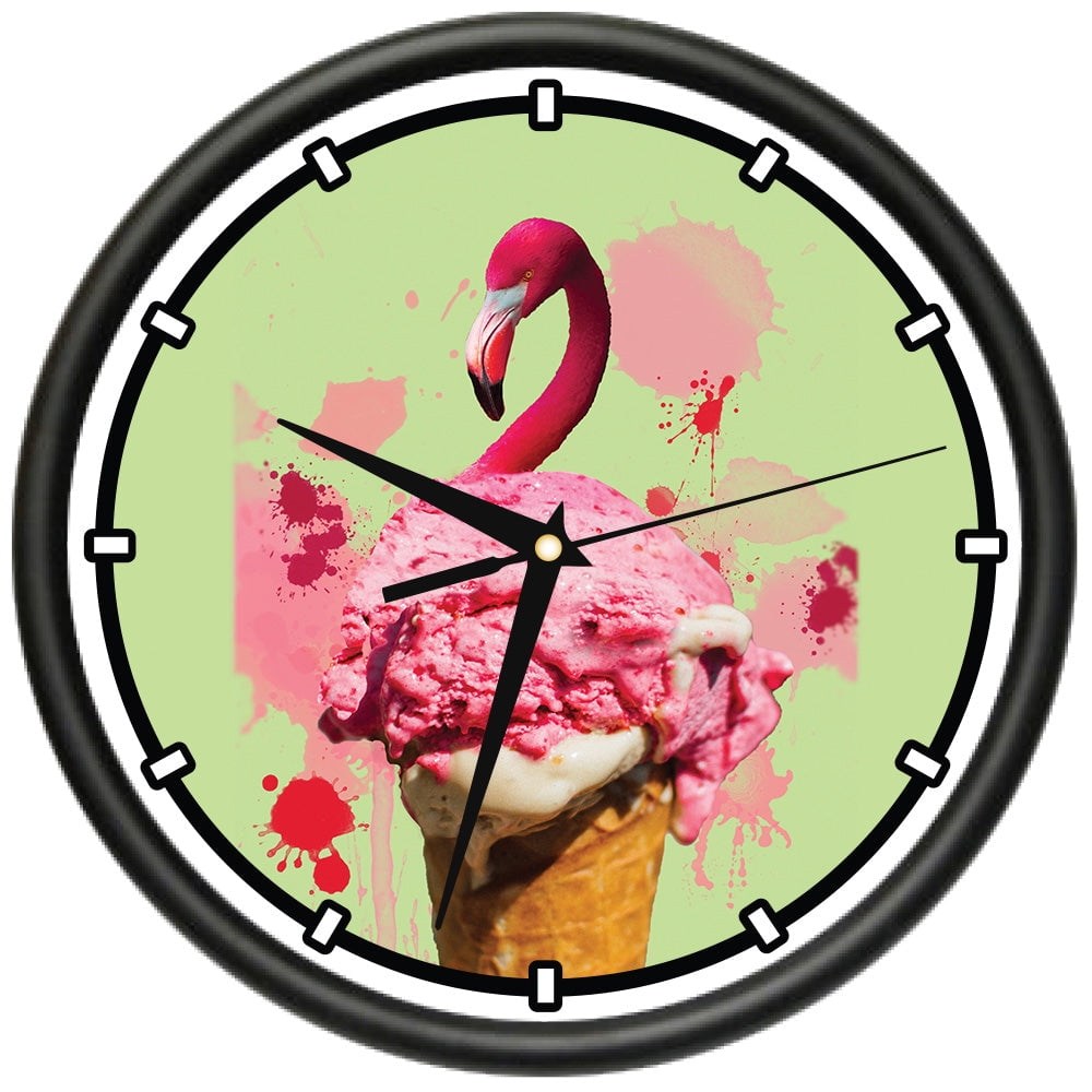 Flamingo Ice Cream Design Wall Clock | Precision Quartz Movement ...