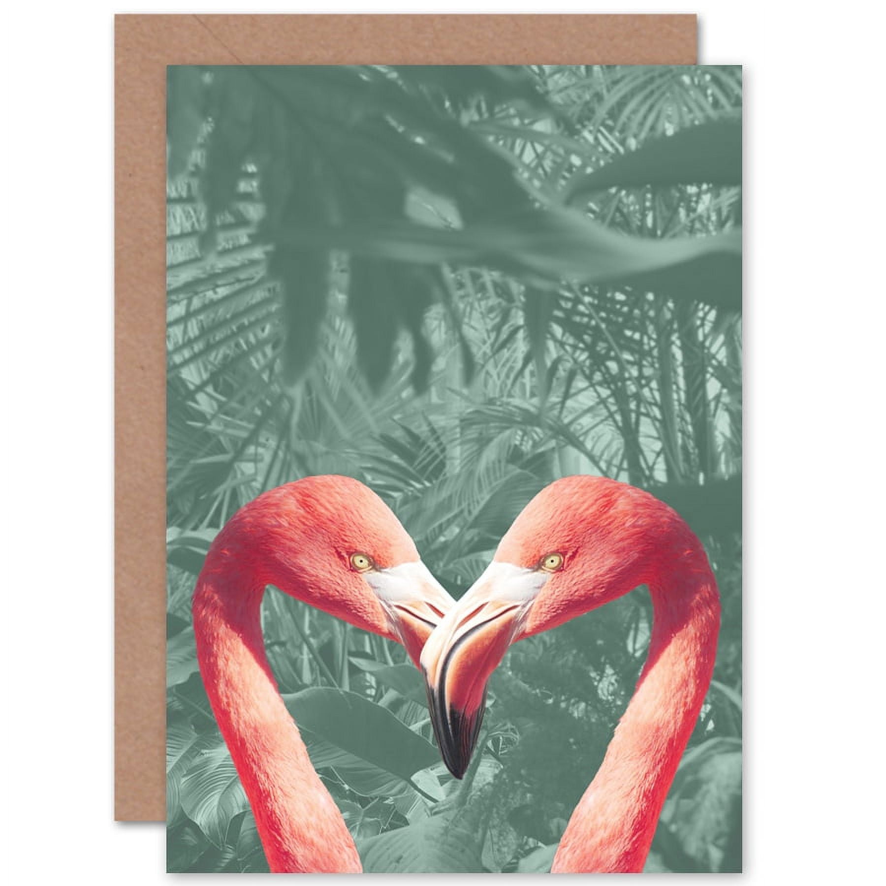 Flamingo Jungle Love Greetings Card Plus Envelope Blank inside ...