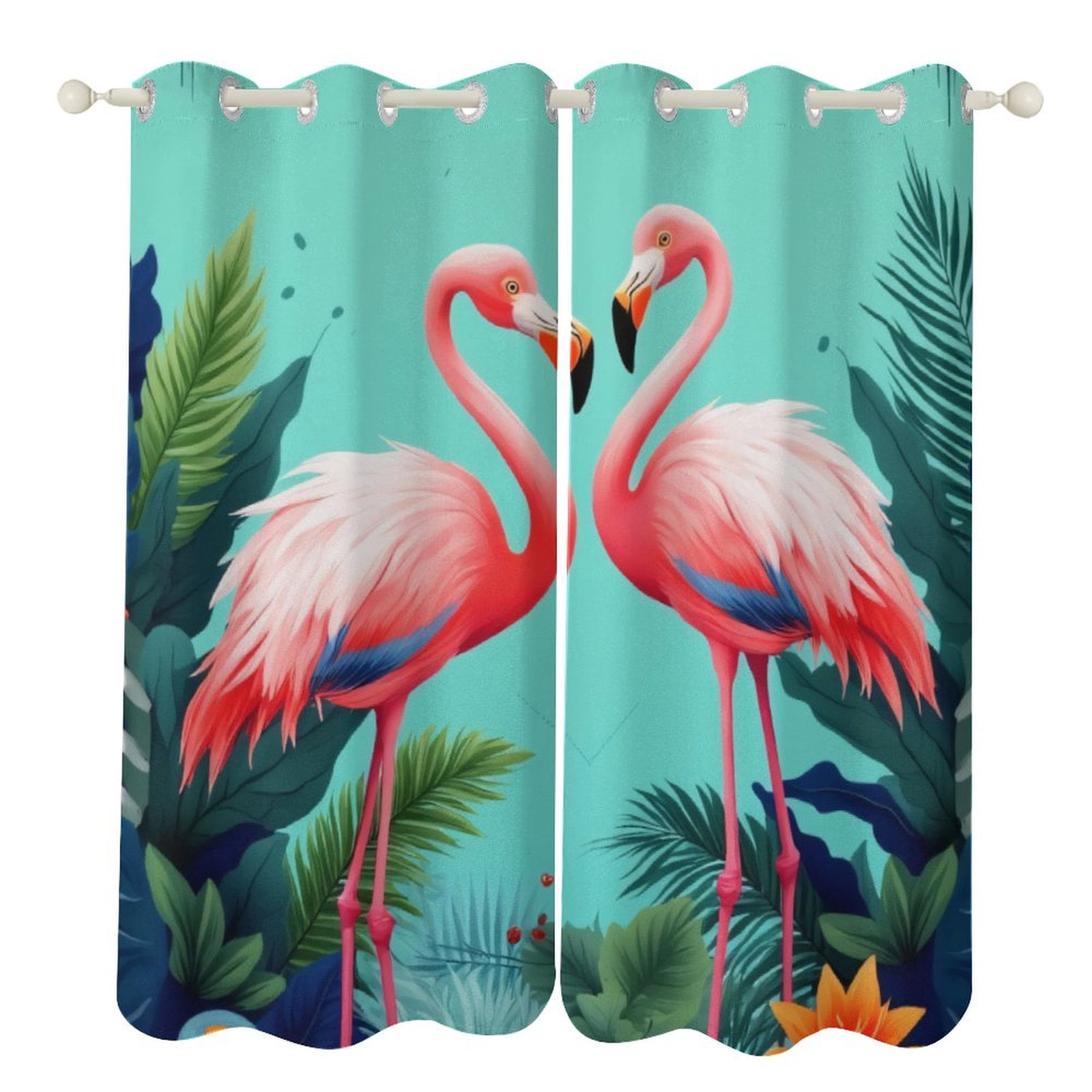 Flamingo Jungle Paradise Blackout Window Curtains for Bedroom Living ...