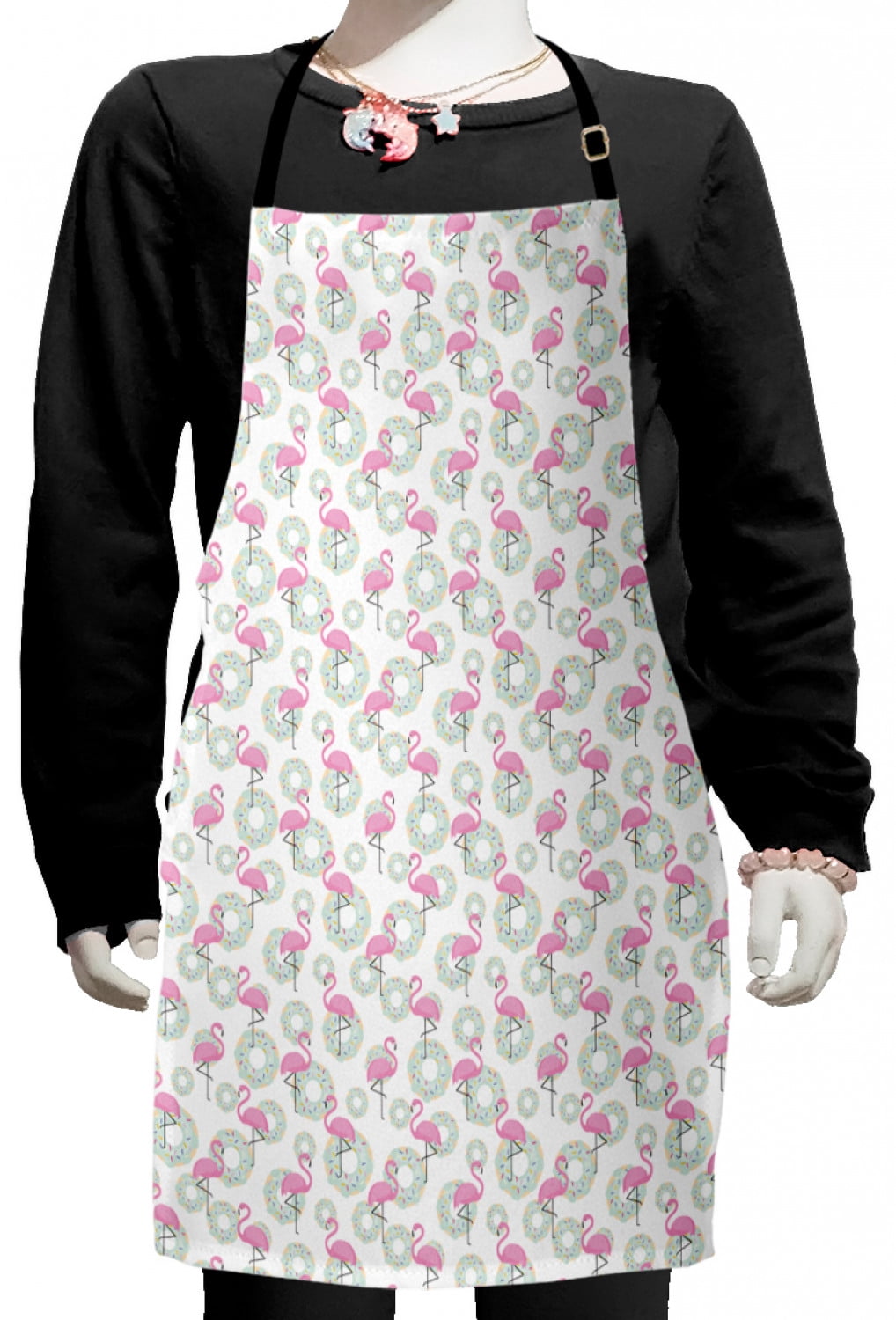 Flamingo Kids Apron, Pink Flamingos and Donuts Tropical Hawaiian ...