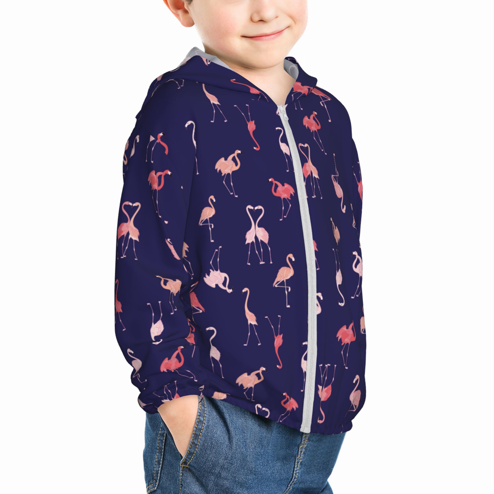 Flamingo Kids Zip-Up Hoodie Girls Boys Sun Protection Jacket Hooded Cooling Shirt - Walmart.com