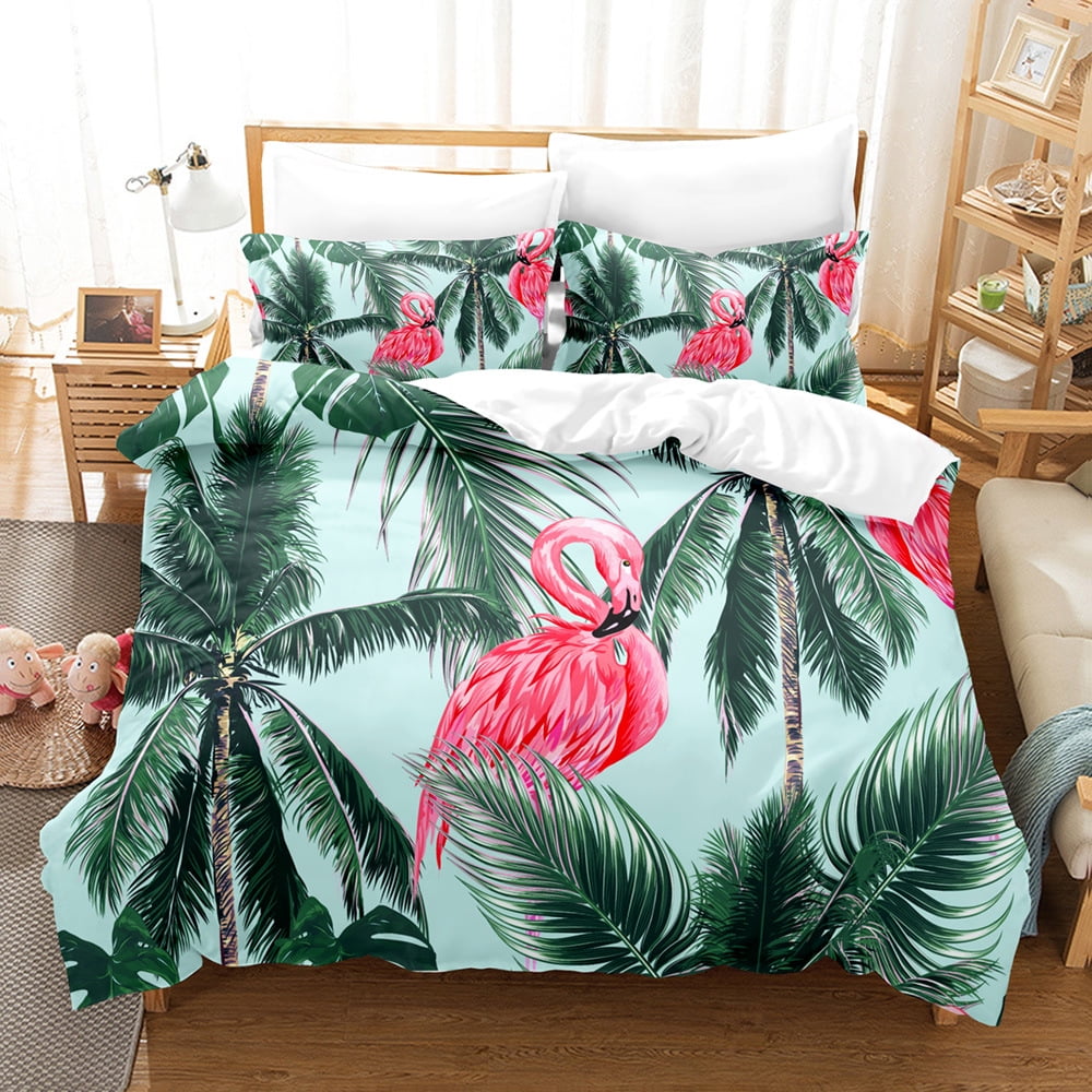 Flamingo King Size Duvet Cover Set, Colorful Retro Vintage Flamingo ...