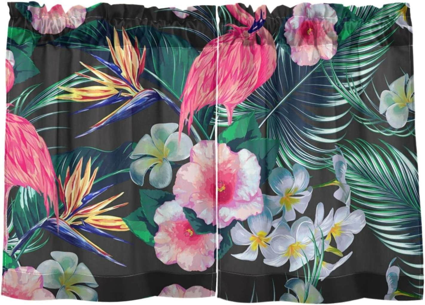 Flamingo Kitchen Curtains 2 Panels UV Protected Tier Curtains, Half ...