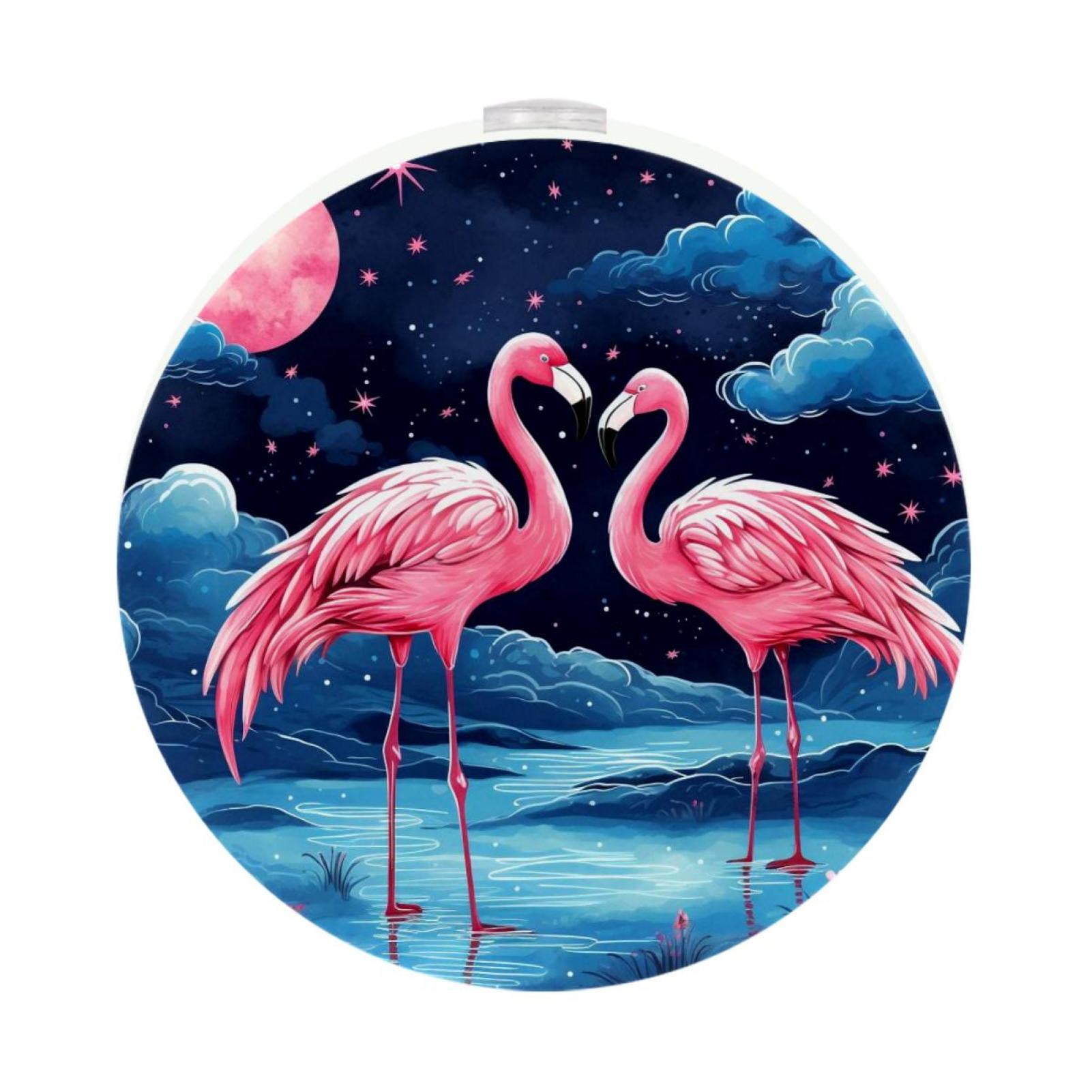 Flamingo LED Round Night Light-2PCS, Dimmable Plug-in Circle Wall Lamp ...