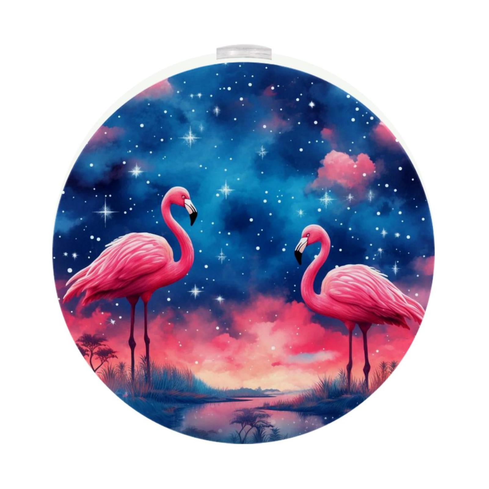 Flamingo LED Round Night Light-2PCS, Dimmable Plug-in Wall Lamp with ...
