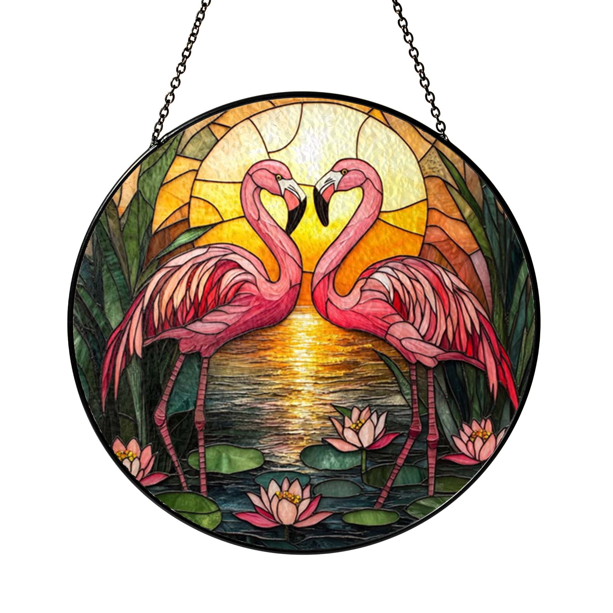Flamingo Lake Scene Glass Suncatcher – Decorative Window Art - Walmart.com