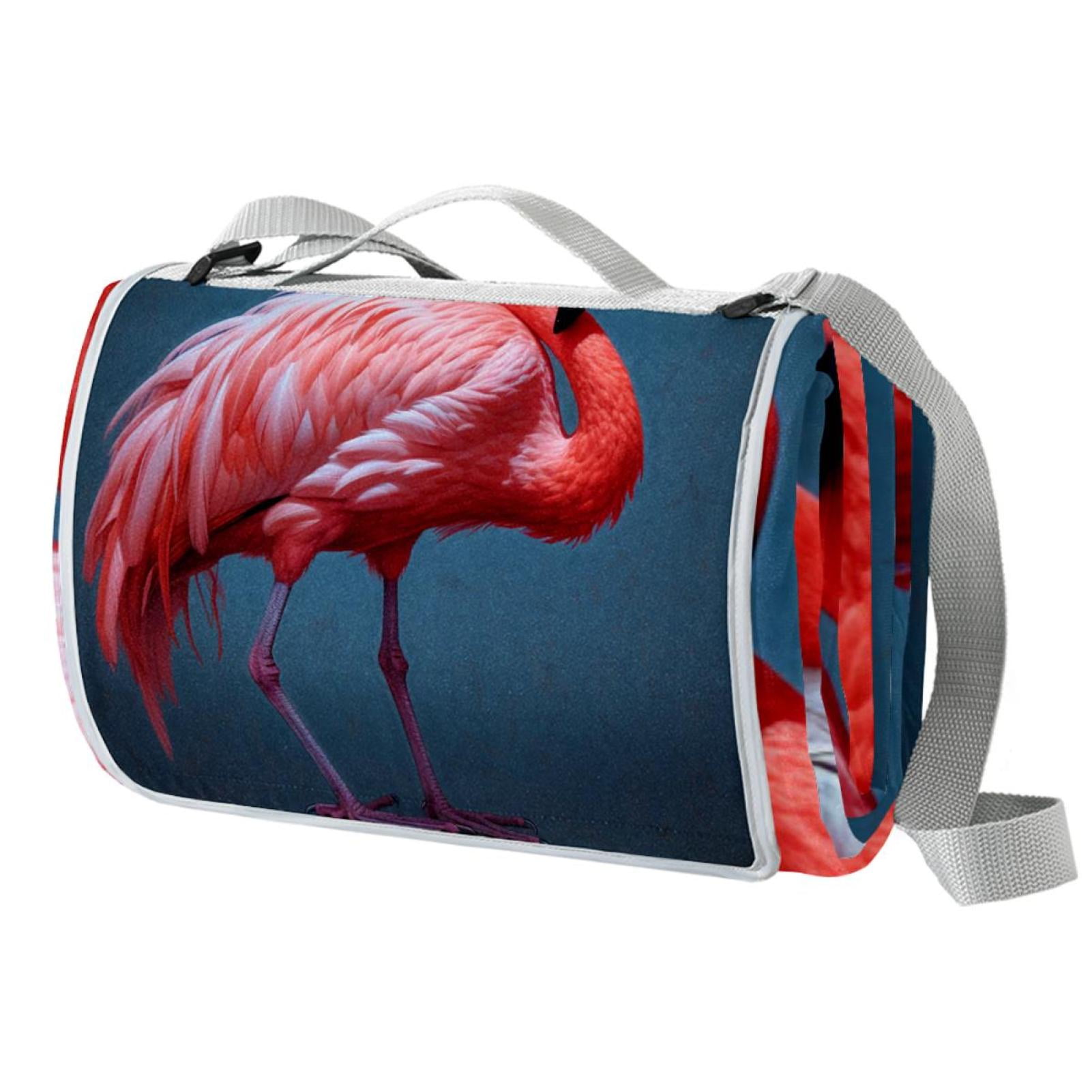Flamingo Large Canvas Beach Blanket Picnic Mat - Waterproof Foldable ...