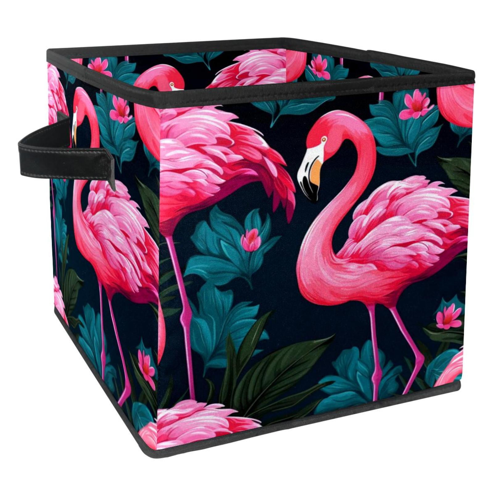 Flamingo Large Capacity Foldable Storage Basket with Handle, 10.8"x10.5 ...