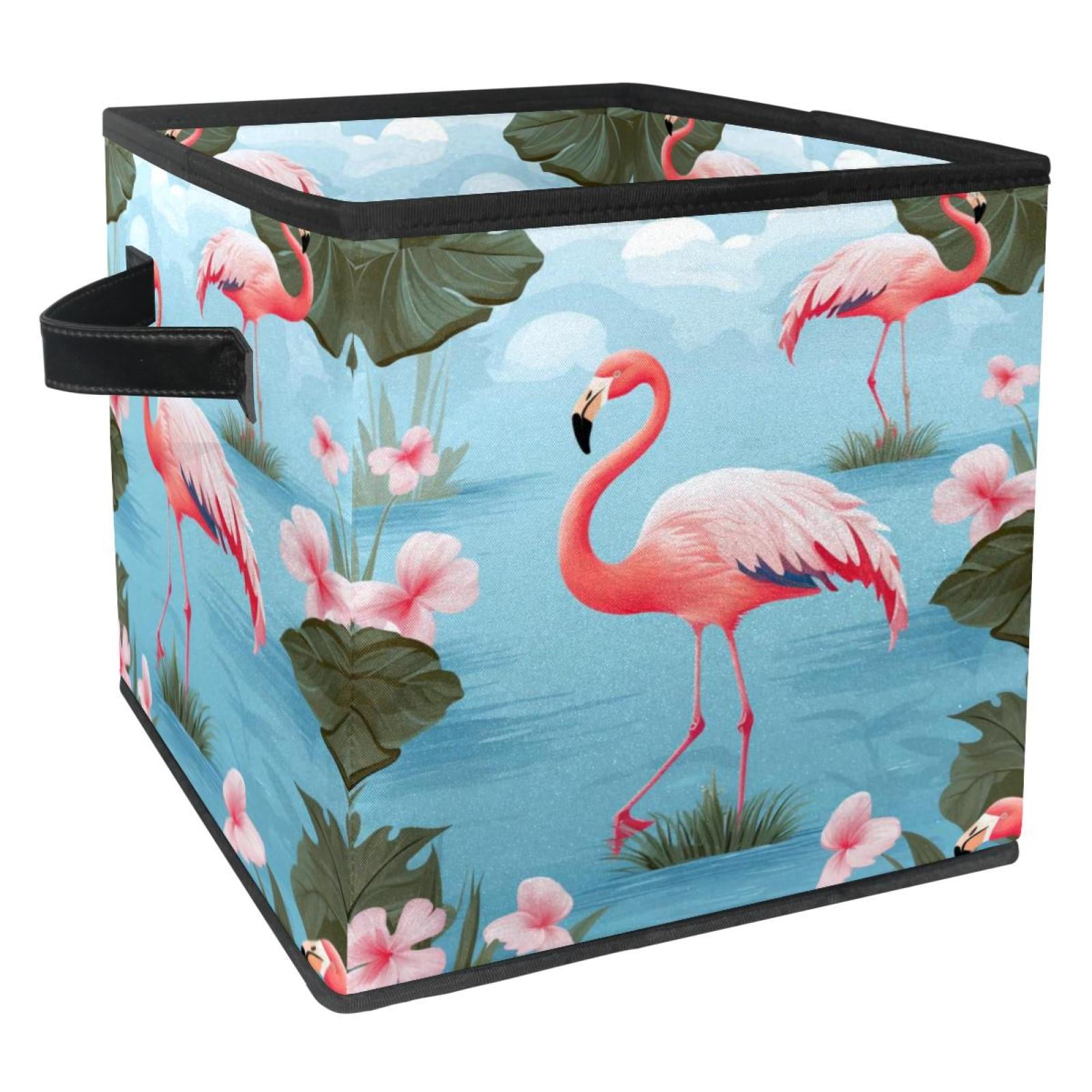 Flamingo Large Capacity Foldable Storage Container Basket with Handle ...