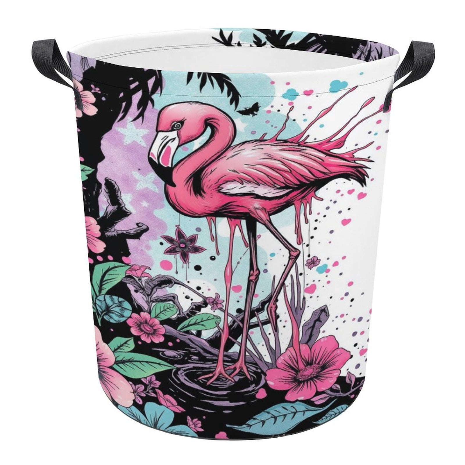 Flamingo Laundry Basket Collapsible Clothing Hamper Toys Organizer ...