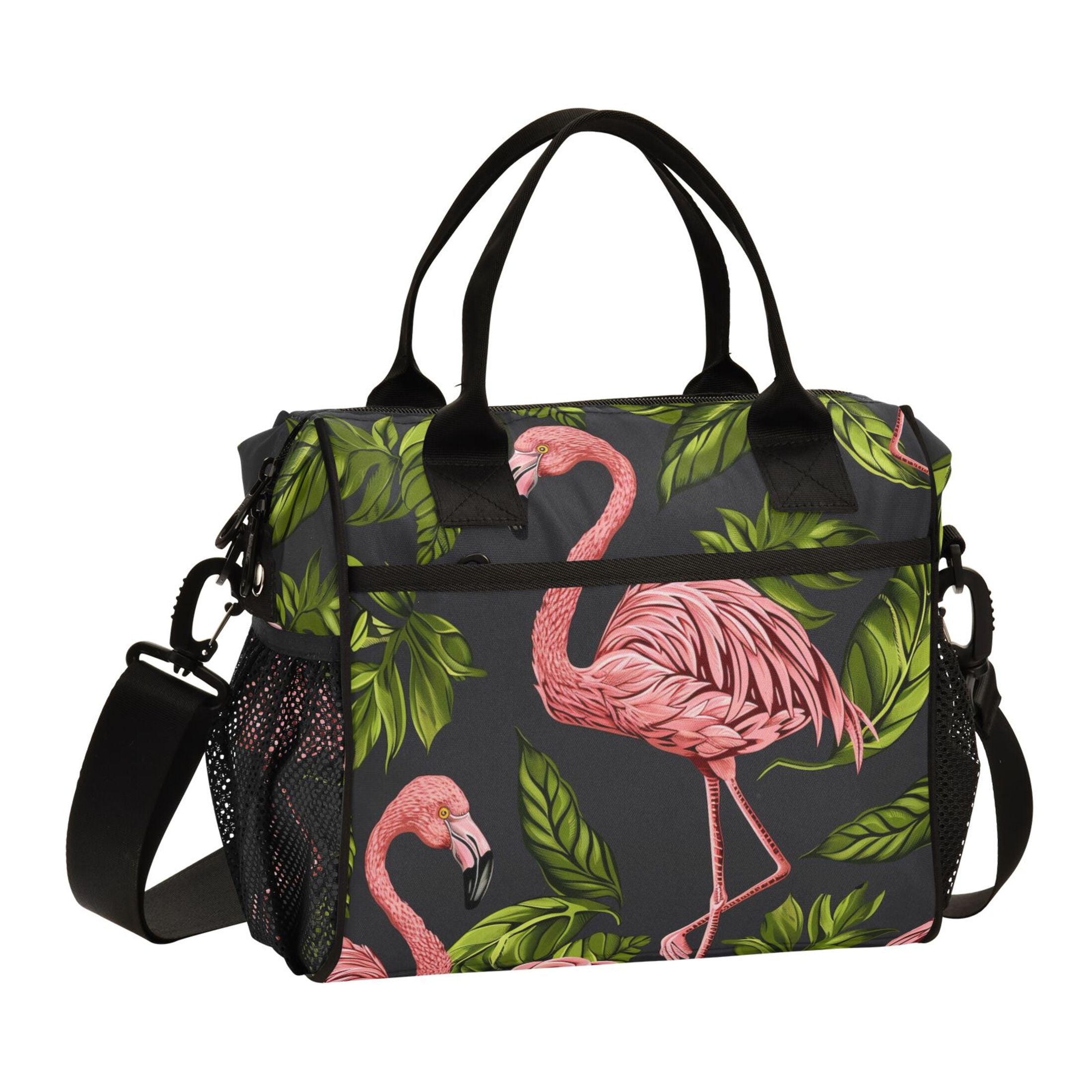 Flamingo Leaves Rose Lunch Bag Insulated Lunch Box Leakproof Reusable ...