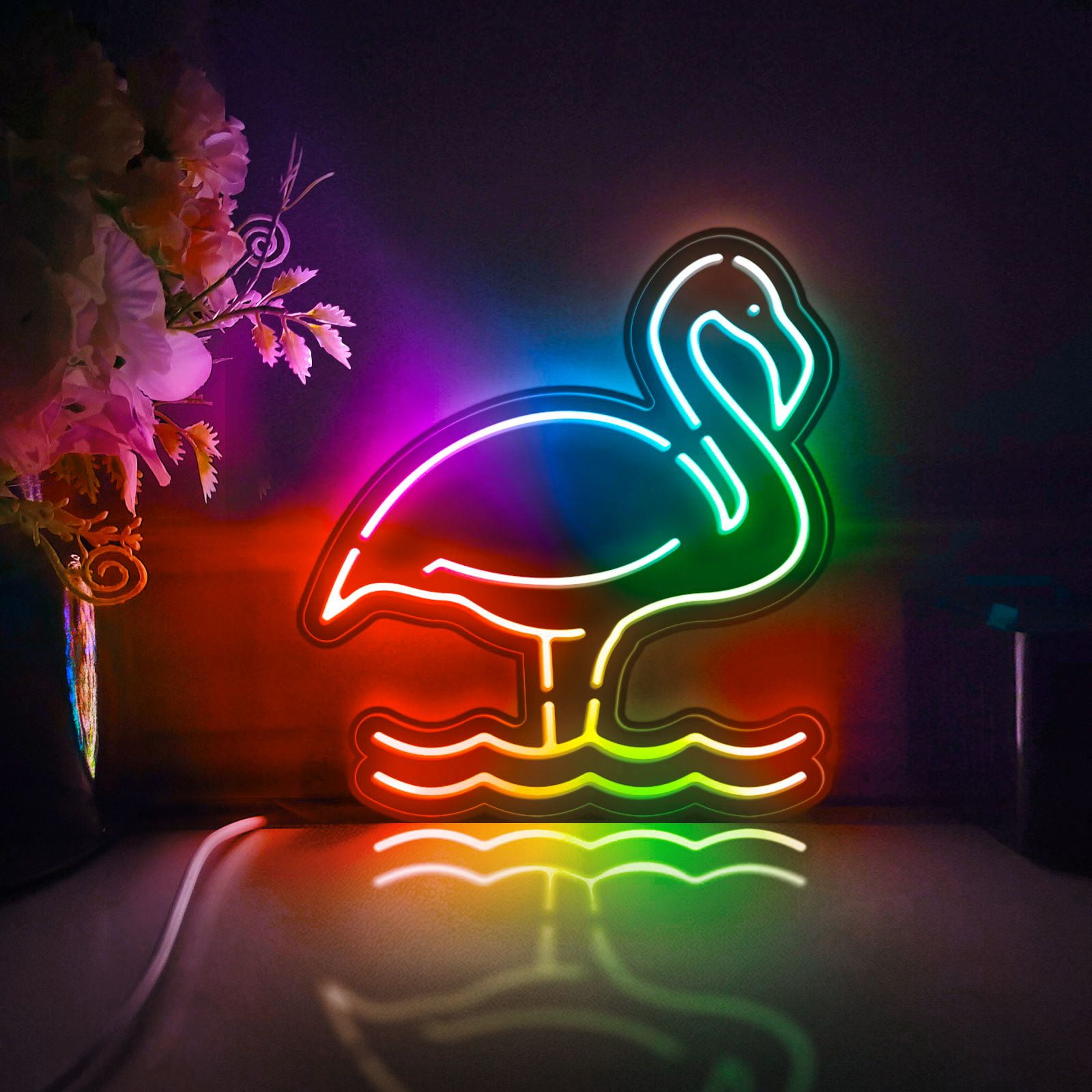 Flamingo Led Light Box, Dimmable Neon-Like Light Signs USB Power for ...