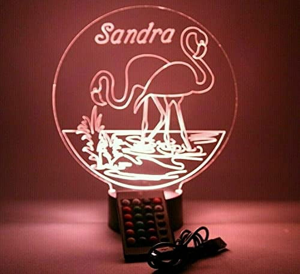 Flamingo Light Up Lamp LED Personalized Name Night Light Engraved ...