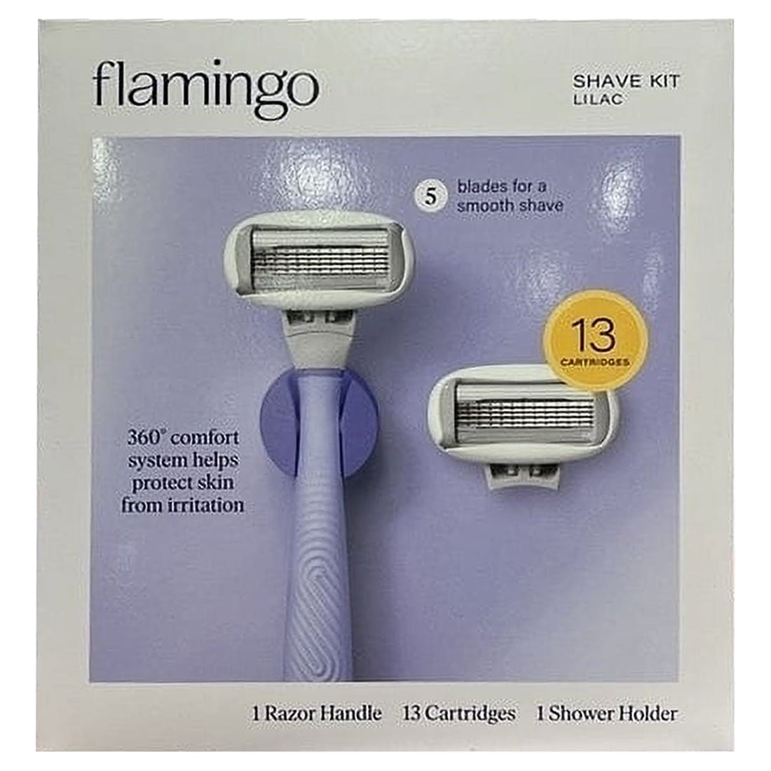 Flamingo Lilac Travel Shave Set, Razor Handle + 13 Cartridges Pack ...