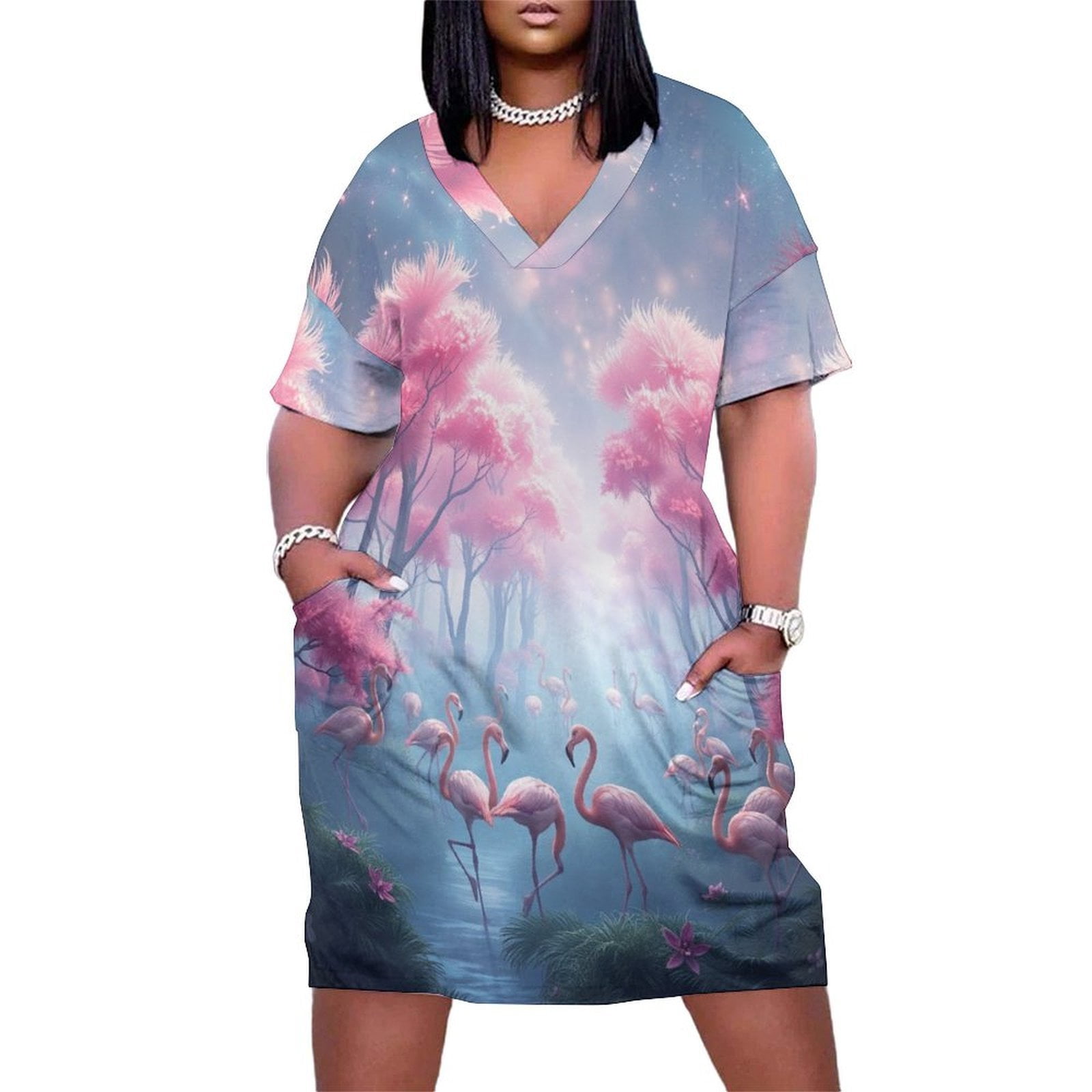 Flamingo Loose Pocket Dress Party Dresses for Women Elegant Chic Women ...