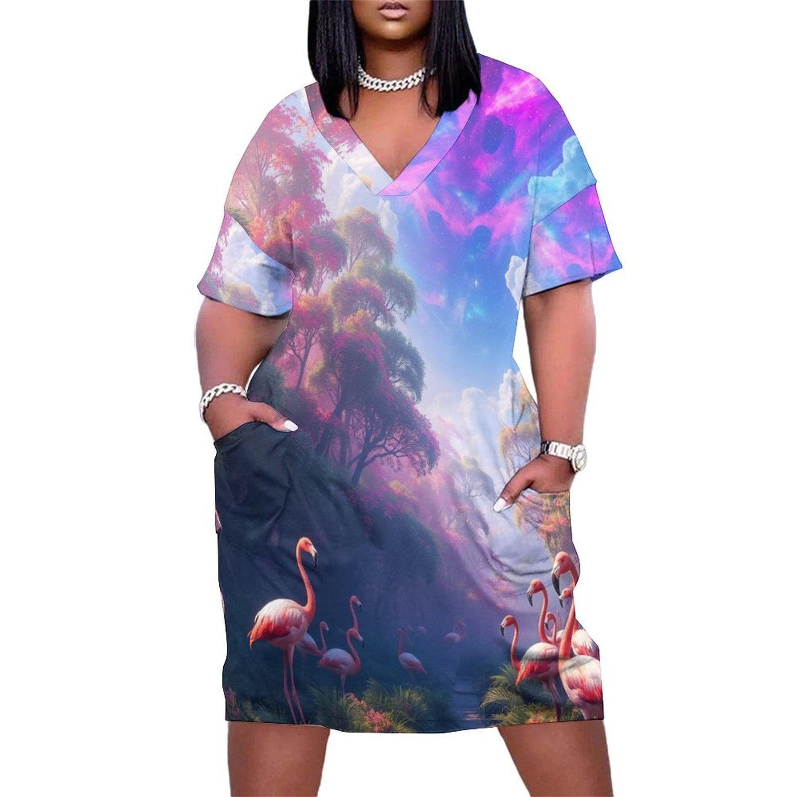 Flamingo Loose Pocket Dress Summer Dress Woman 2025 Trendy Women"s ...
