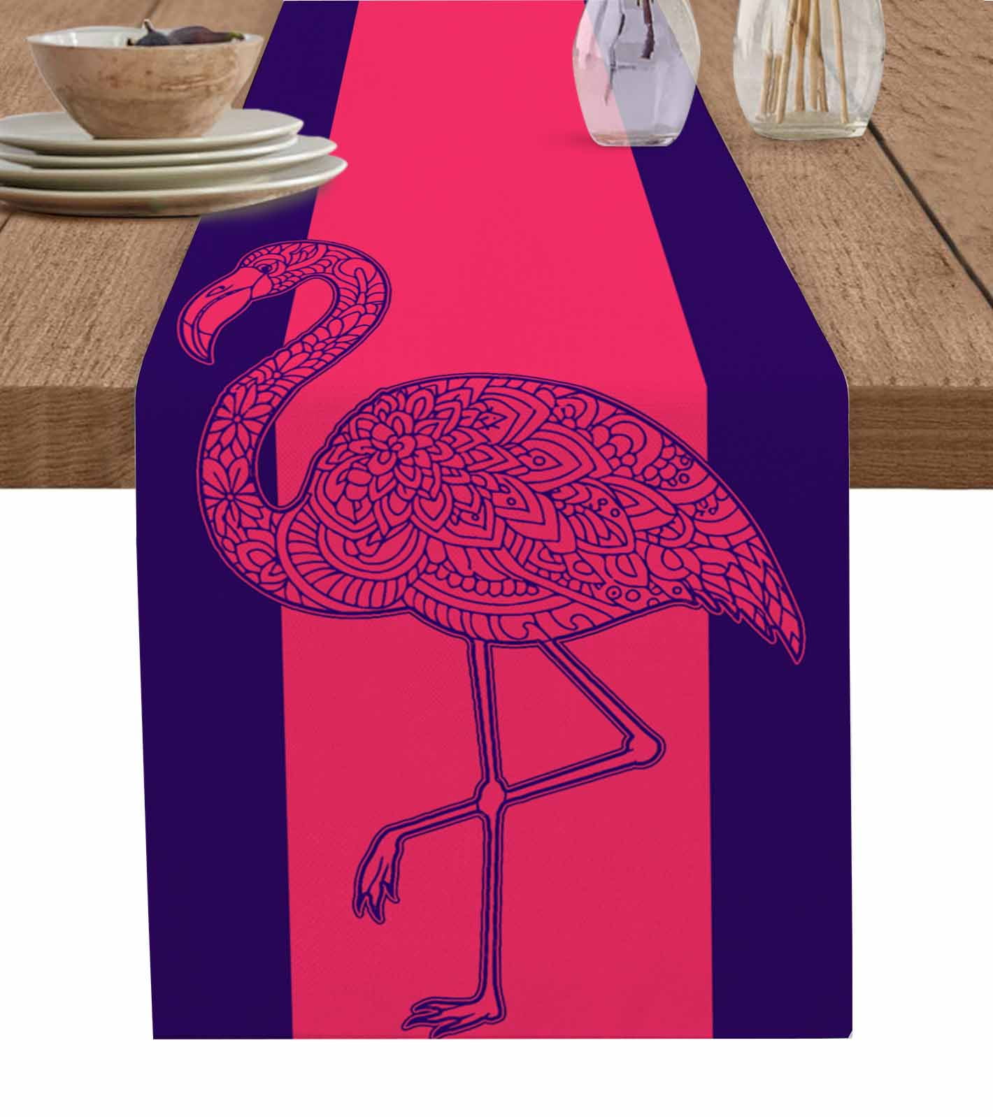 Flamingo Mandalas Burlap Cotton Table Runner 18x72 Inches Long, Boho ...