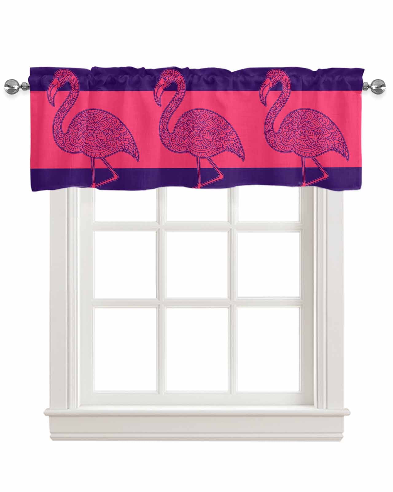 Flamingo Mandalas Kitchen Valances for Windows Farmhouse Linen Window ...