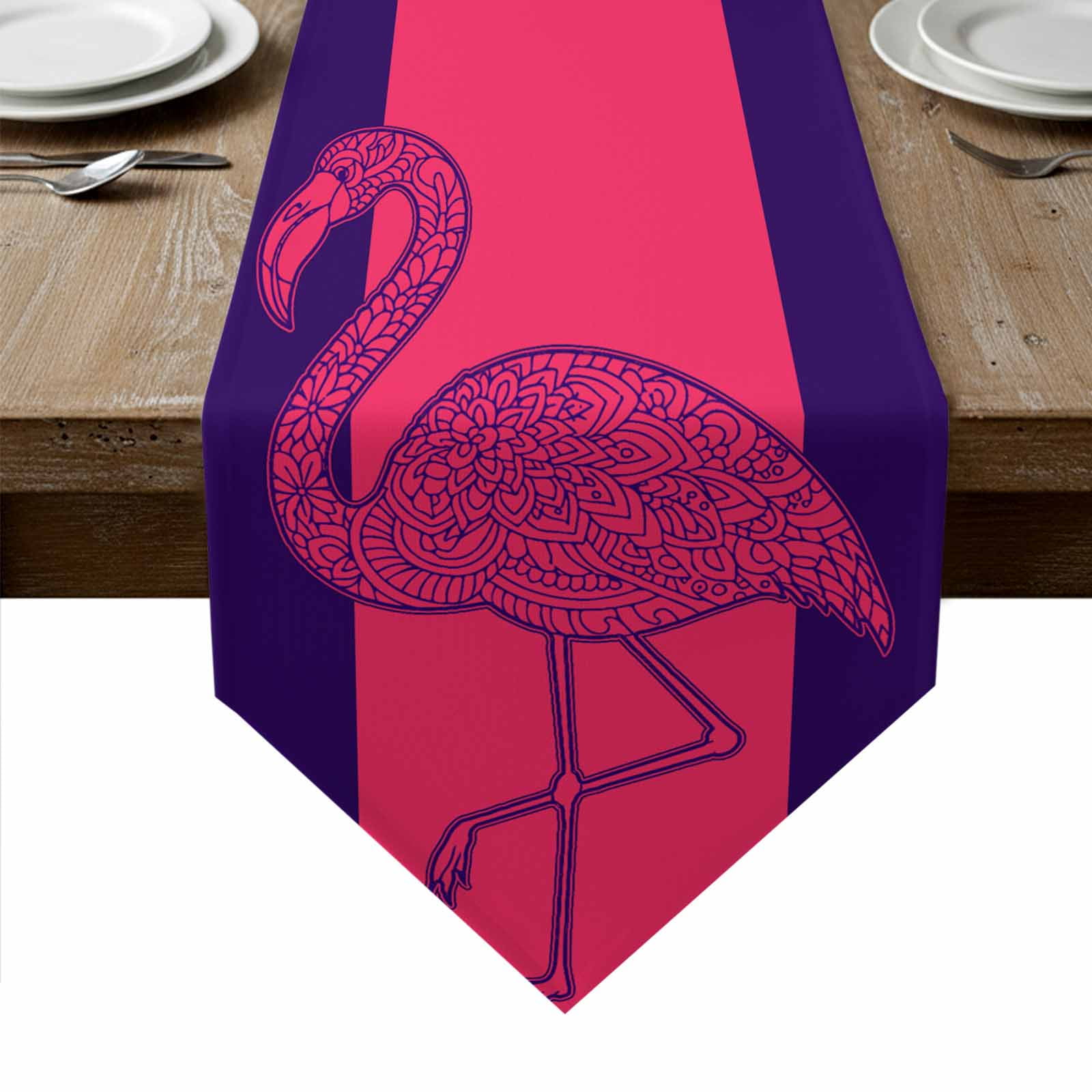 Flamingo Mandalas Table Runner Linen Burlap Table Runner 72 Inches Long ...