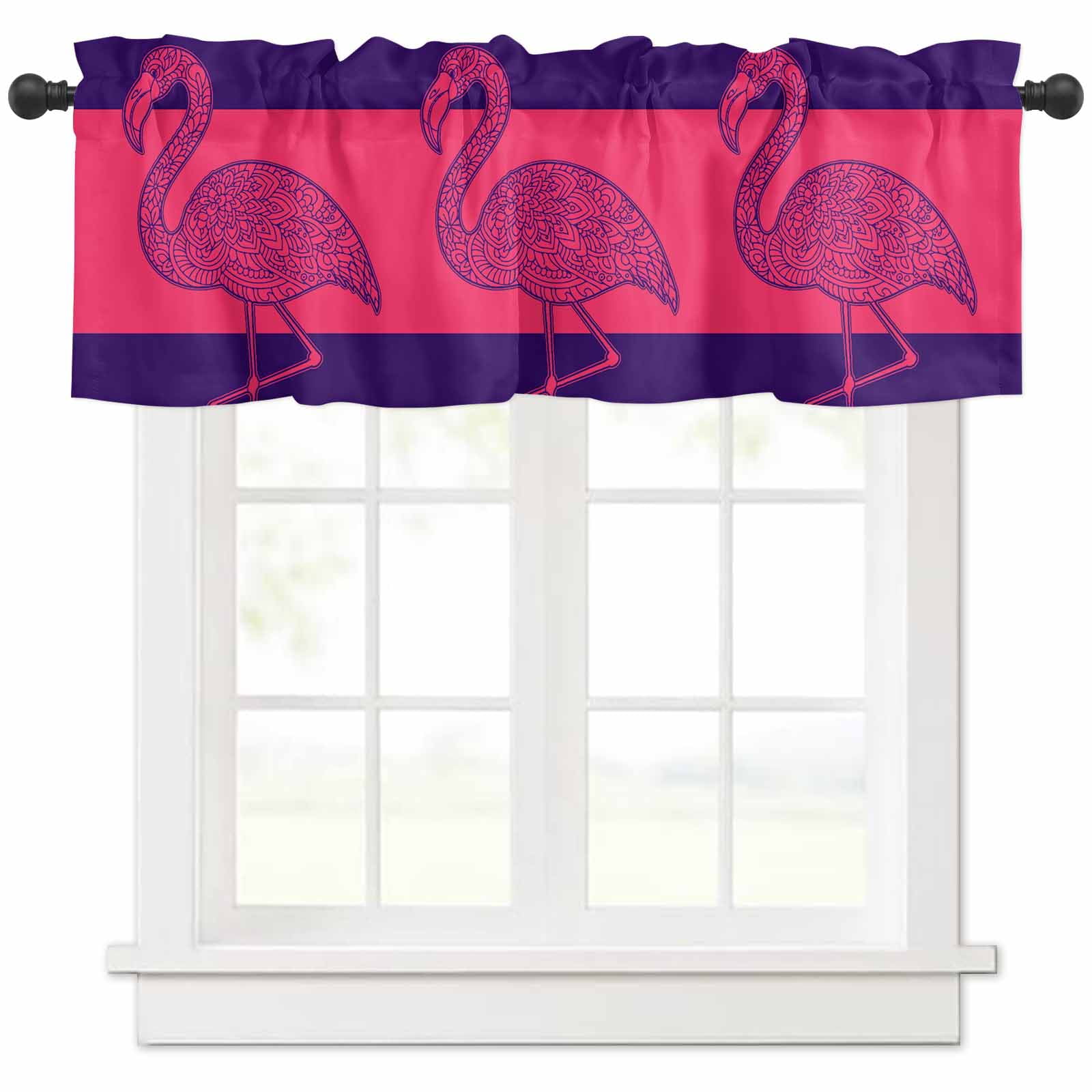 Flamingo Mandalas Valances for Windows Farmhouse Kitchen Curtains ...
