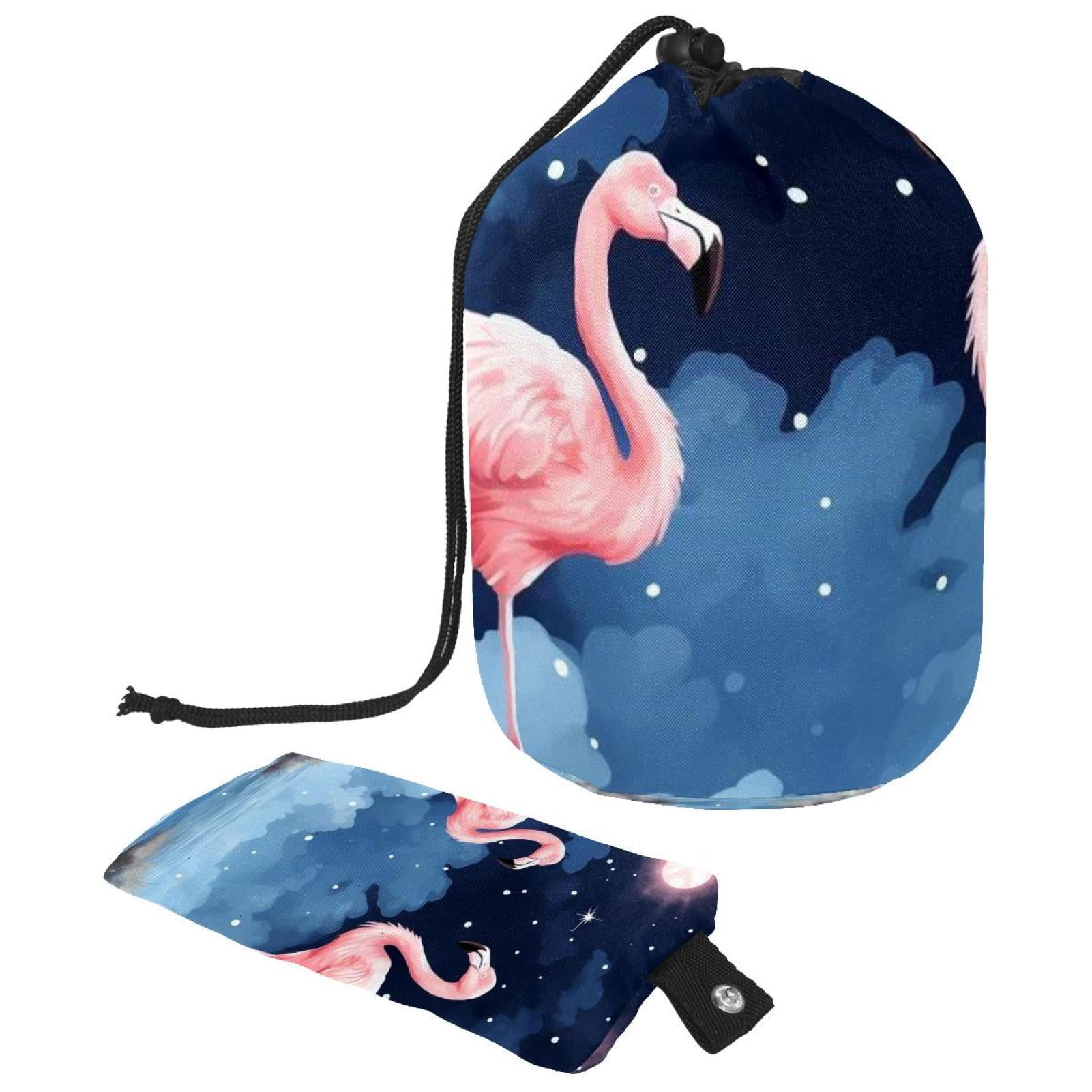 Flamingo Mesh Laundry Bags Set - Portable Drawstring Foldable Travel ...