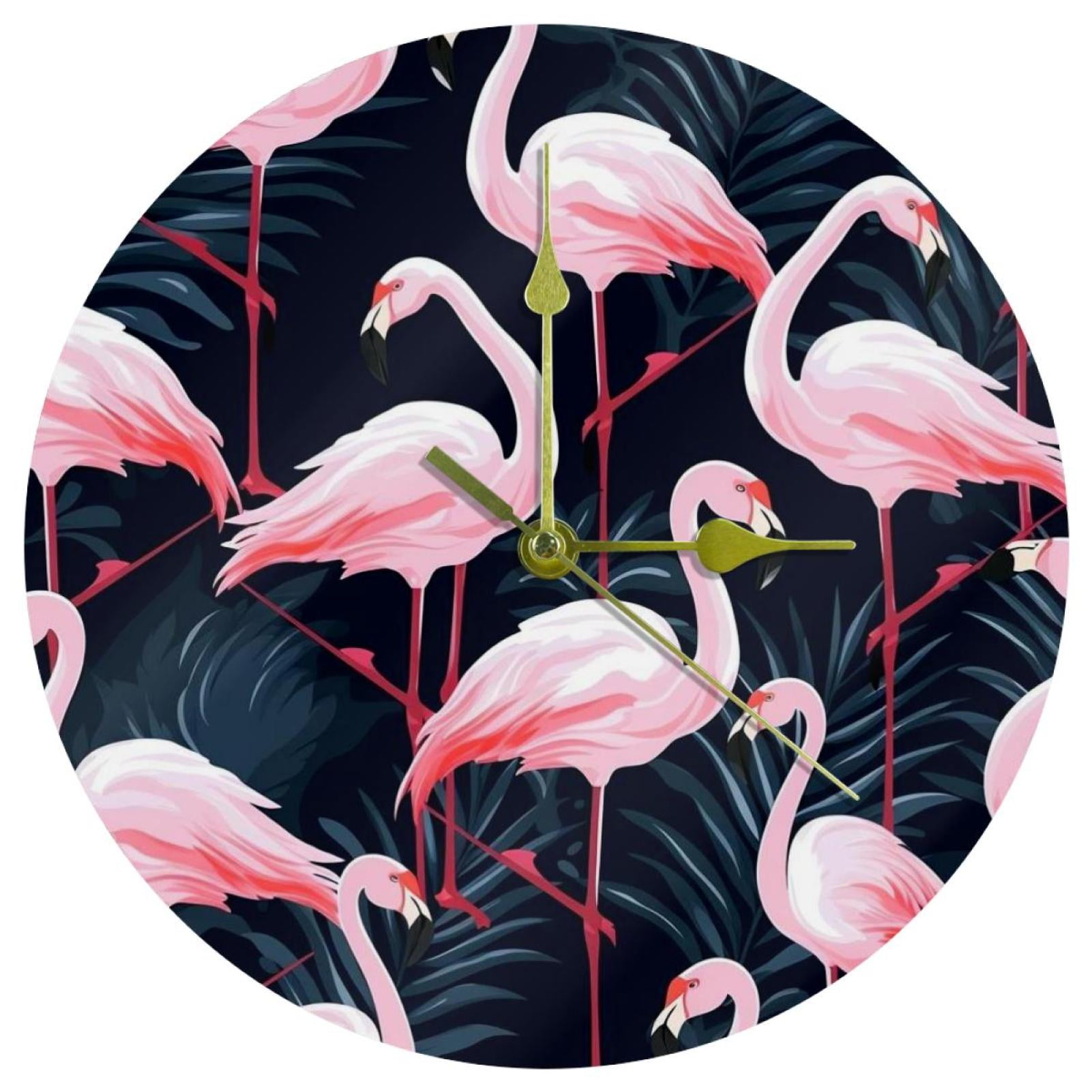 Flamingo Modern Round Acrylic Wall Clock, 9.8 Inches, Silent Non ...