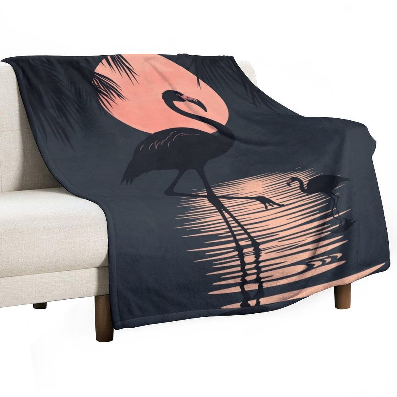 Flamingo Moon Scene Throw Blanket for Sofa Luxury Home Interior ...
