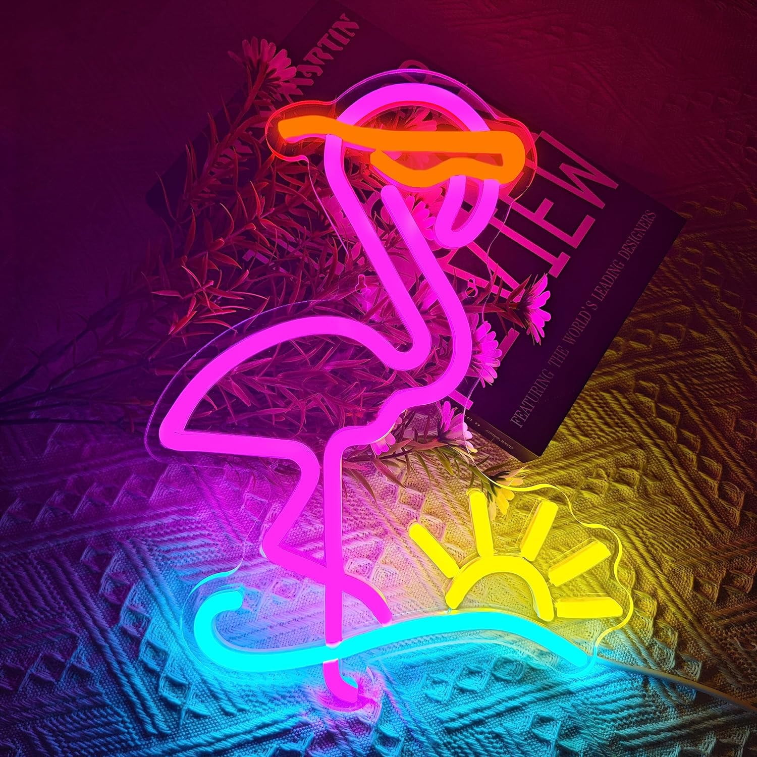 Flamingo Neon Signs for Wall Decor 15.7"x 5.5" LED Neon Light with On ...