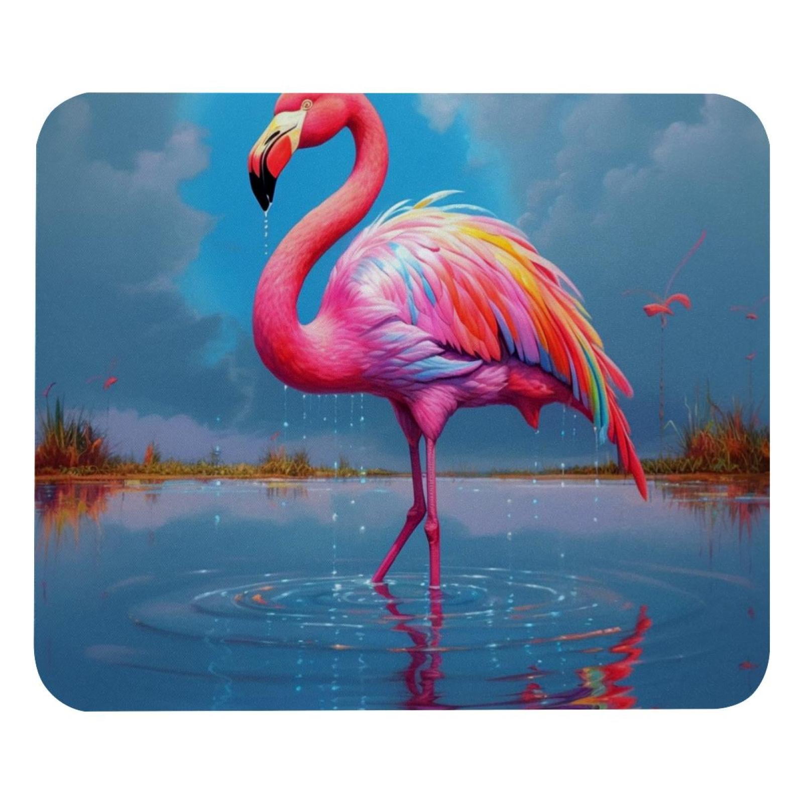 Flamingo Non-Slip Rubber Bottom Personalized Custom Square Desk Mat ...