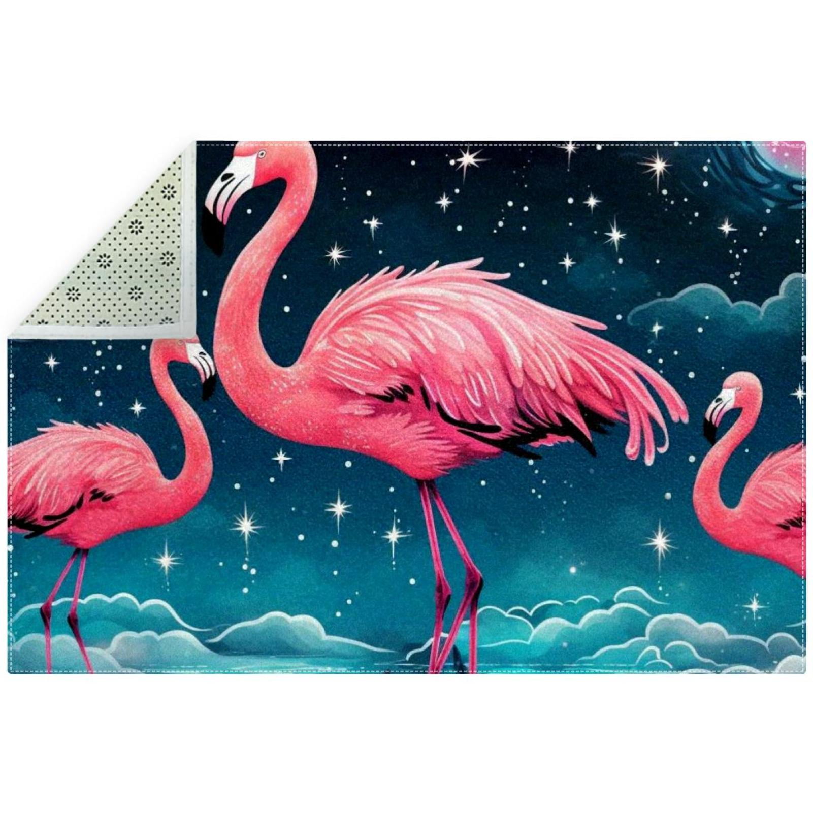 Flamingo Office Mat with Right-Angle Design - Polyester Floor Mat for ...